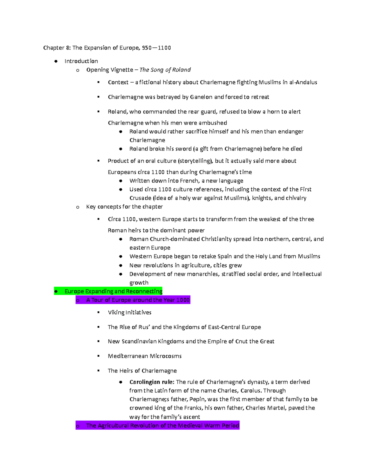 Chapter 8 - The Expansion of Europe, 950—1100 - Studocu