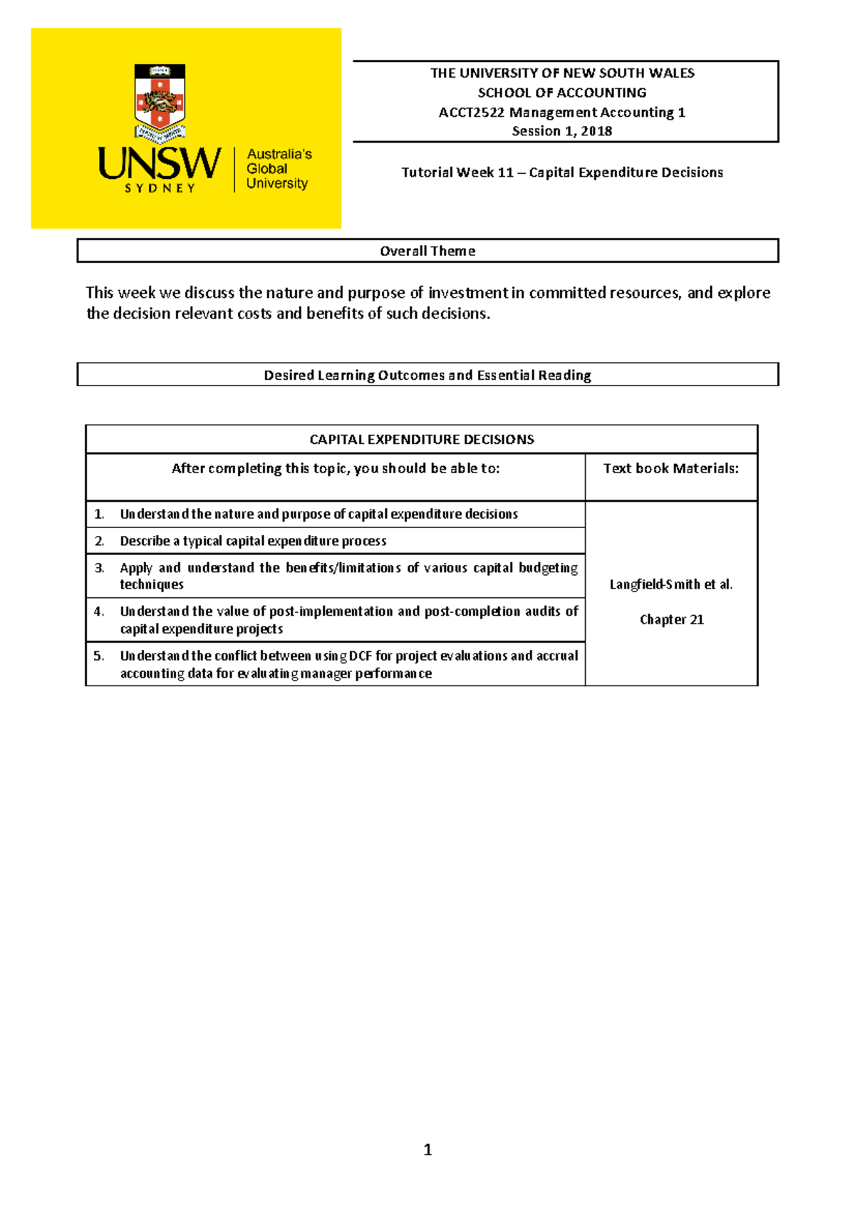 Topic 10 Tutorial questions Revised 9 May 2018 - THE UNIVERSITY OF NEW ...