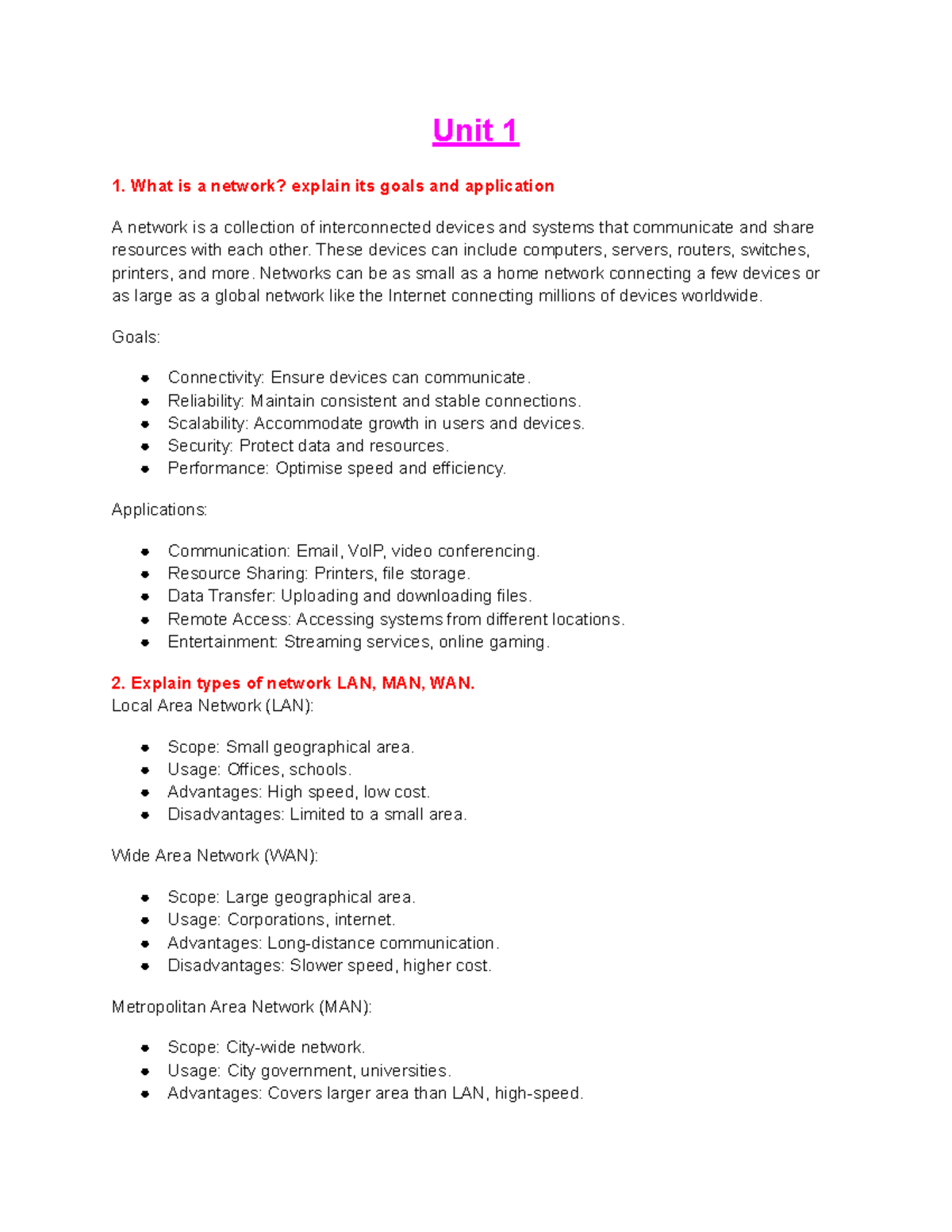 Computer Network Imp Questions with answers - Unit 1 ####### 1. What is ...