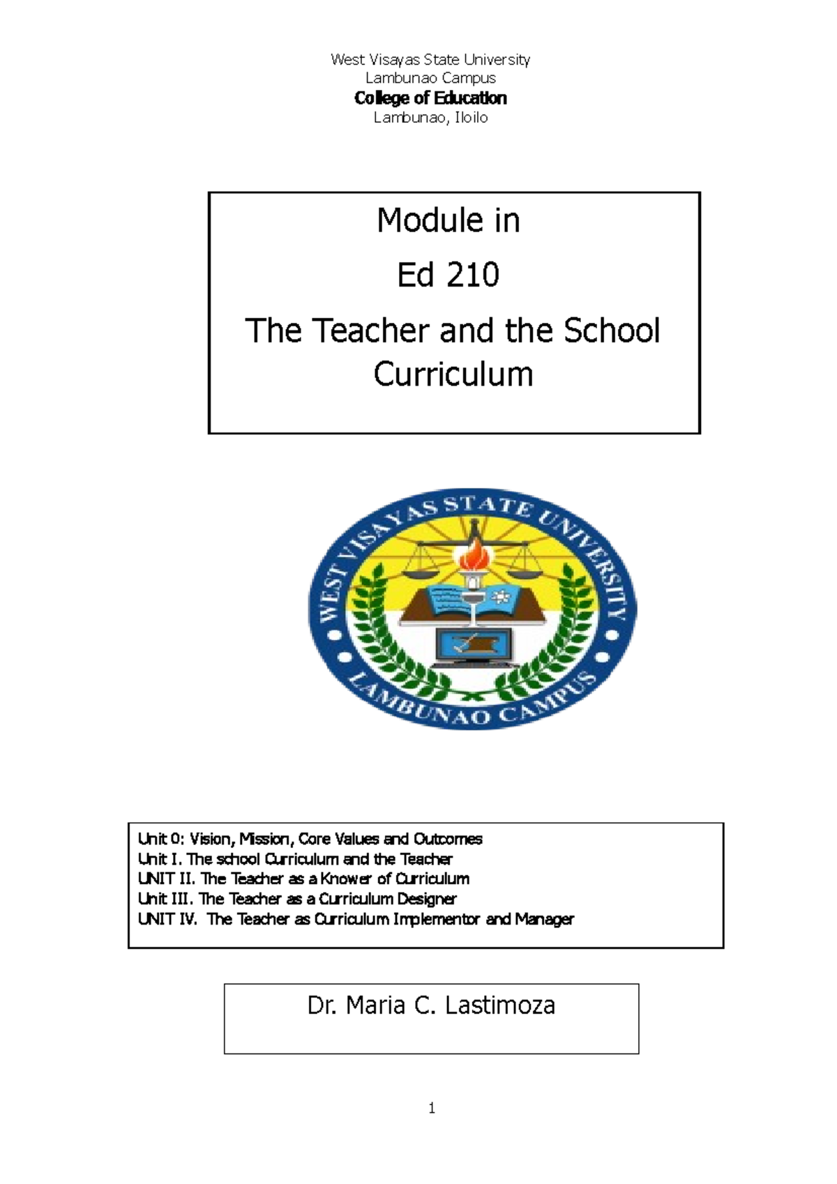 Ed210 1stsem 2022 the teacher and the school curriculum midterm module ...