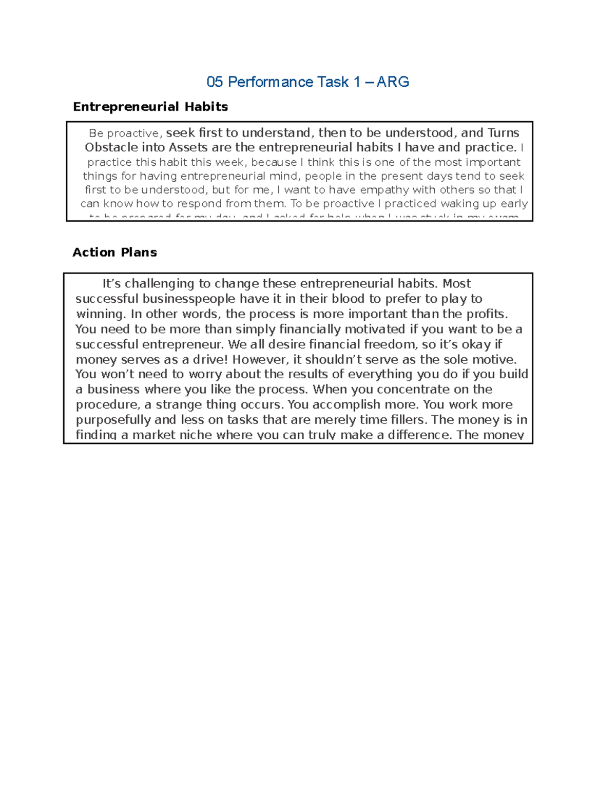 05 Performance Task 1 entrepreneurial mind - 05 Performance Task 1 ...