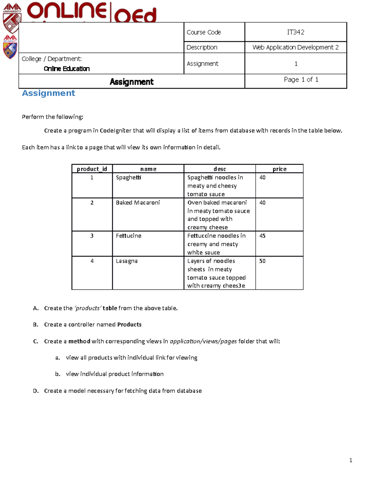 Week002 Assignment 001 Assignment Perform The Following Create A