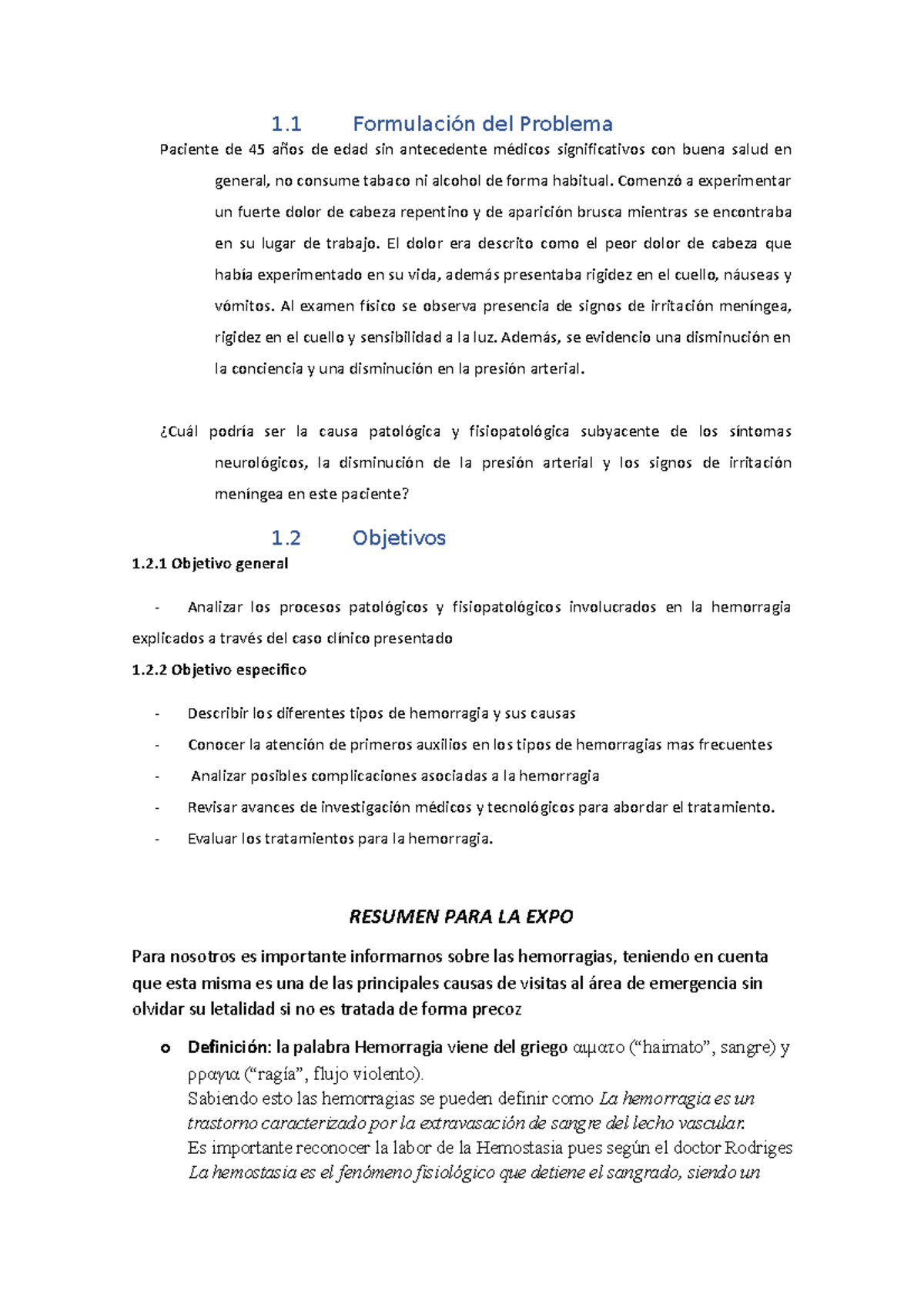 Expo - embri - 1 Formulación del Problema Paciente de 45 años de edad ...