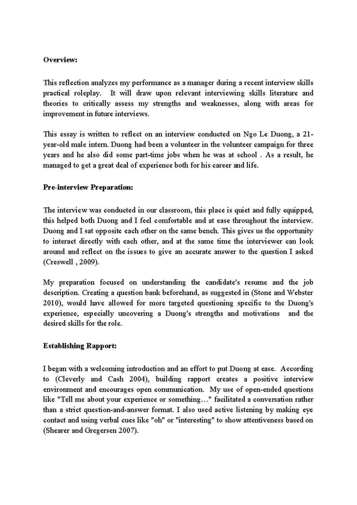 TASK 1 HRM - Overview: This reflection analyzes my performance as a ...