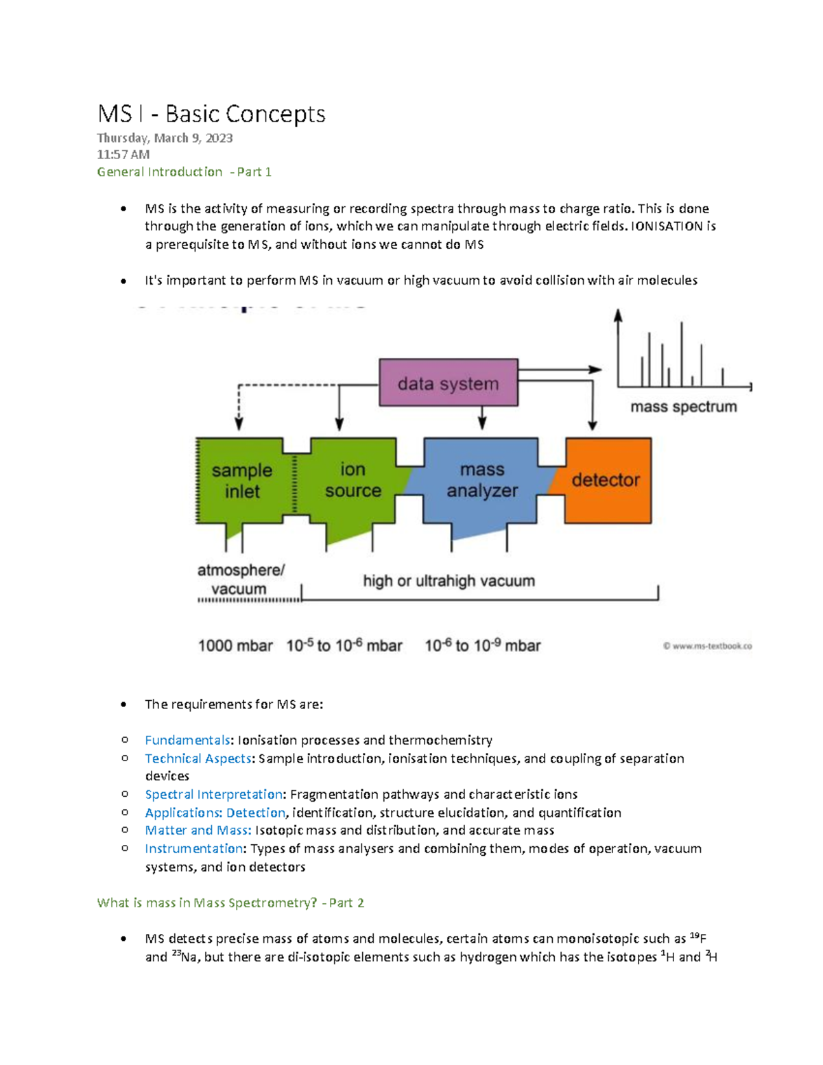 Mass Spectrometry basic concepts - MS I - Basic Concepts Thursday ...