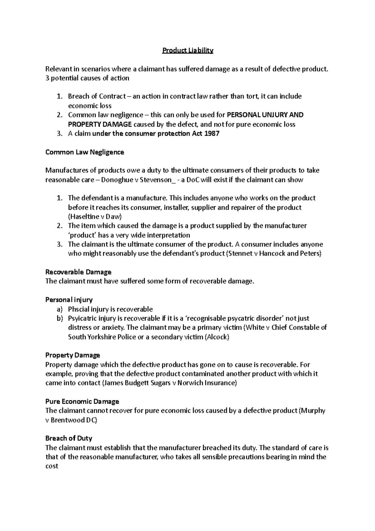 Product Liability - Product Liability Relevant in scenarios where a ...