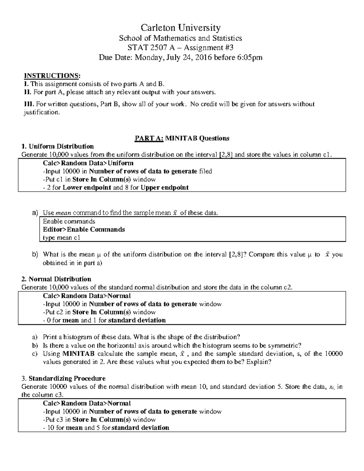 STAT2606 - lecture note - Carleton University School of Mathematics and ...