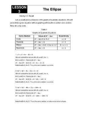 Precalculus Lesson 2 - Activity 2: Recall Let us recall previous ...