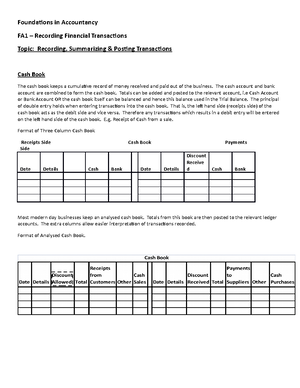Lecture 3 - Completing Ledger Accounts - Foundations in Accountancy FA1 ...