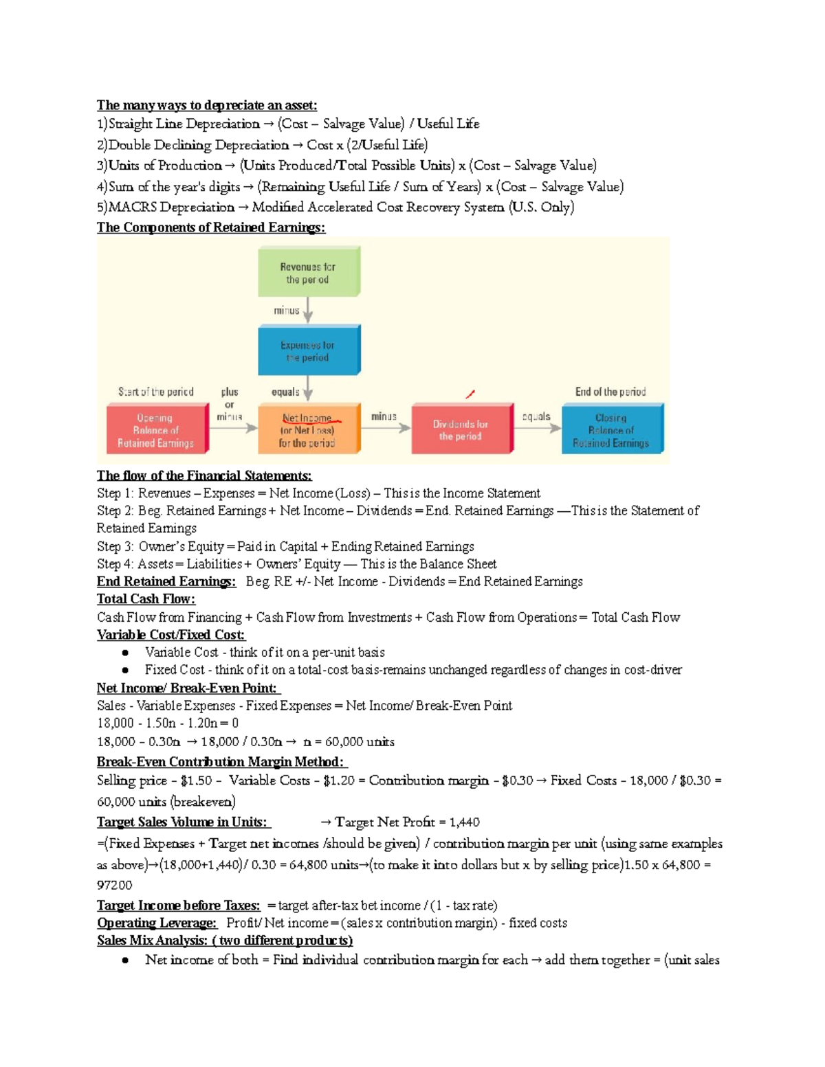 Managerial Midterm Cheat Sheet - The many ways to depreciate an asset ...