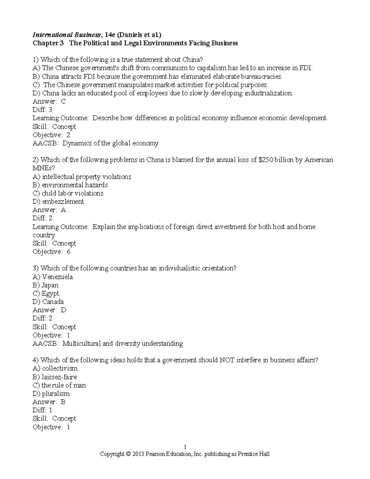 Chapter 03 - International Business, 14e (Daniels et al.) Chapter 3 The ...
