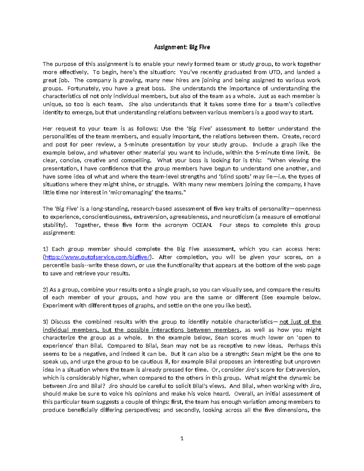 Assignment Big Five v6 - aaaaaaaaaaa - Assignment: Big Five The purpose of this assignment is to ...