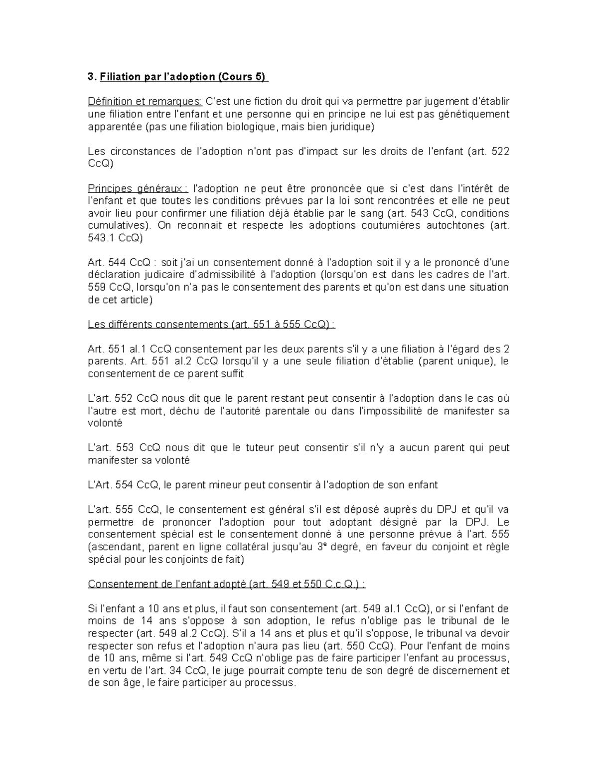 Cours 5-6 - Andréanne Malacket - Filiation par l’adoption (Cours 5 ...