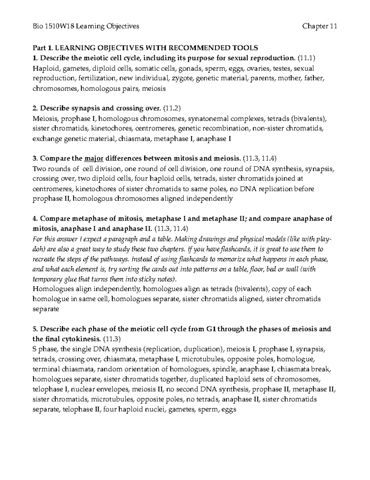 Bio1510W18 Learning Objectives Ch 11 - Bio 1510W18 Learning Objectives ...