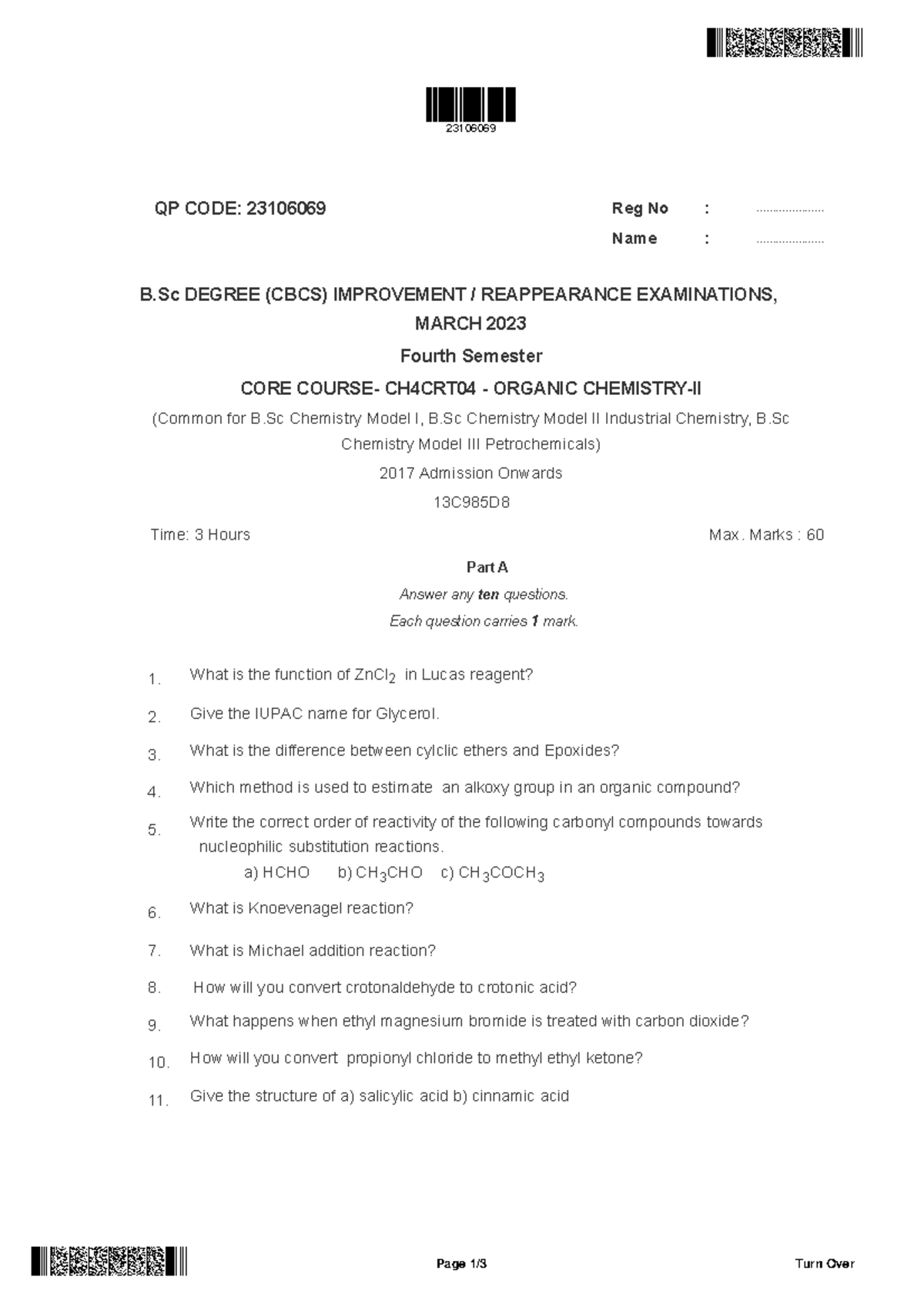 23106069 - QP CODE: 23106069 Reg No : ..................... Name ...