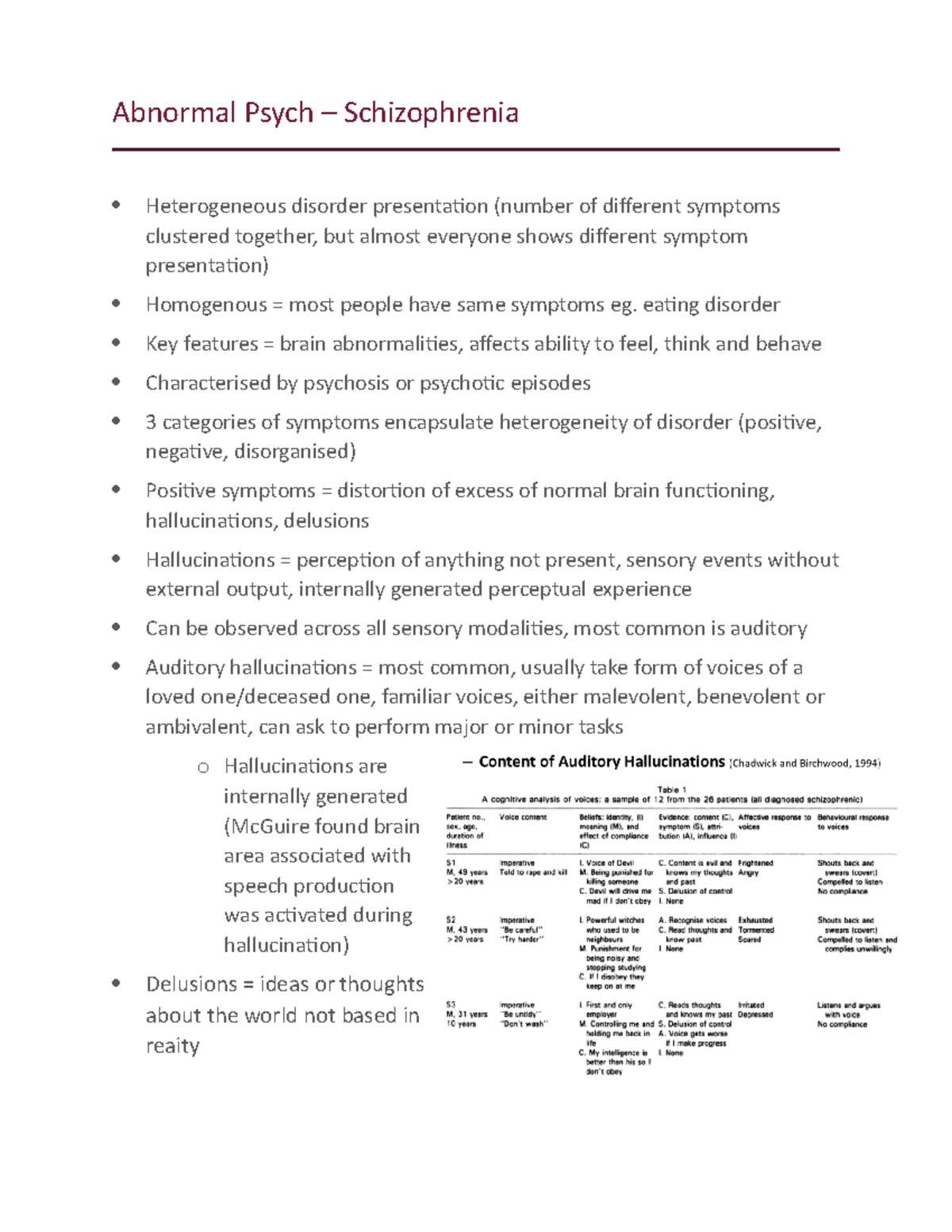 Lecture - abnormal psych- Schizophrenia - Abnormal Psych ...