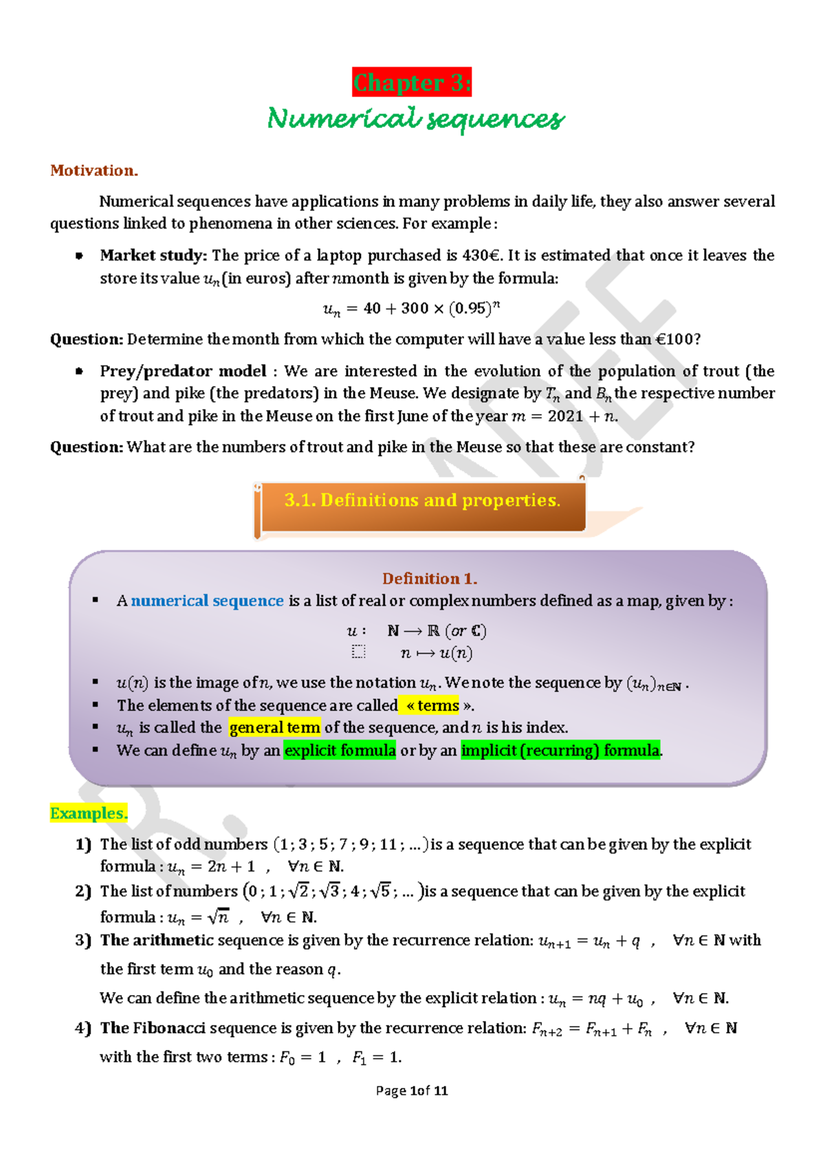 Chapter 3 Numerical Sequences - Chapter 3: Numerical sequences Motivation. Numerical sequences ...