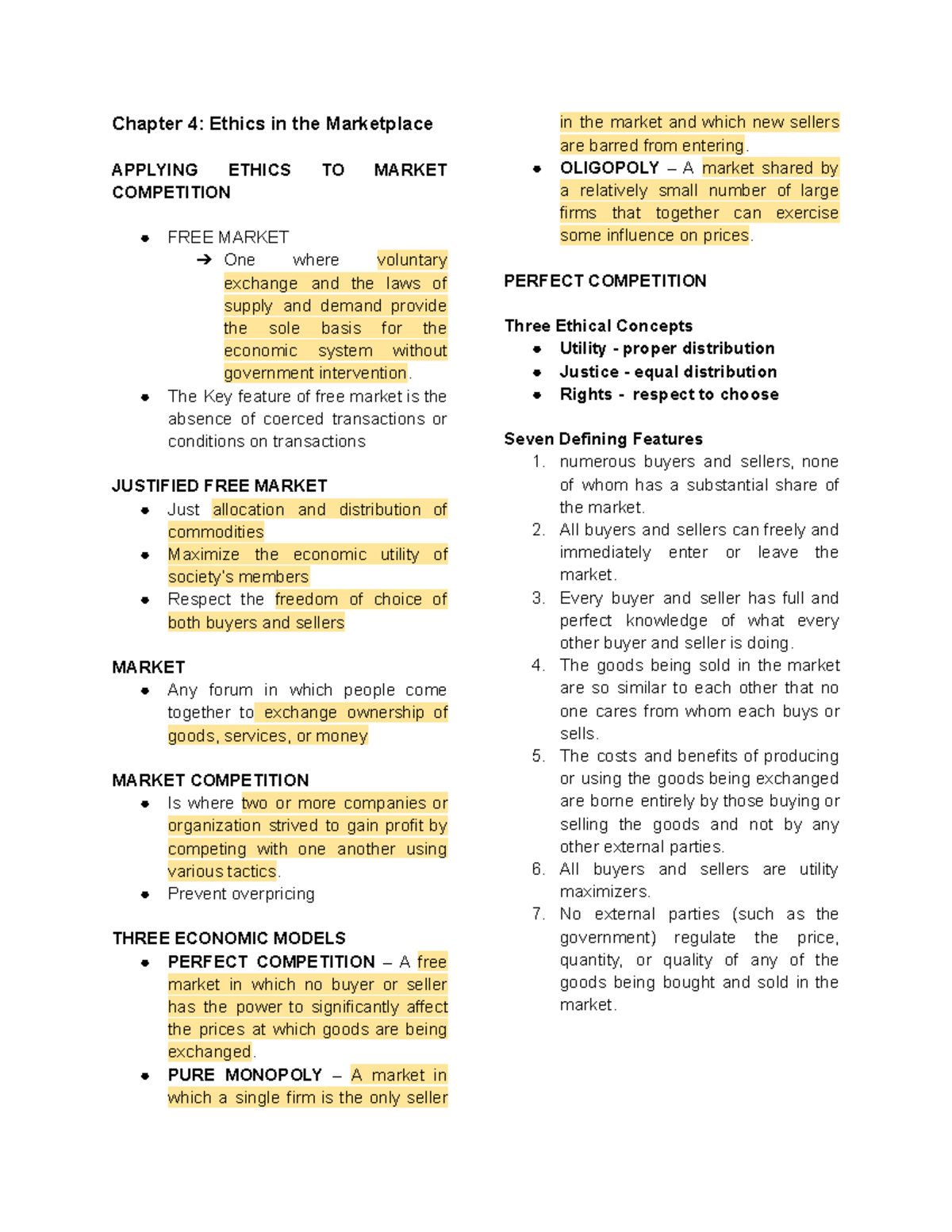 Ethics Marketplace - Chapter 4: Ethics in the Marketplace APPLYING ...