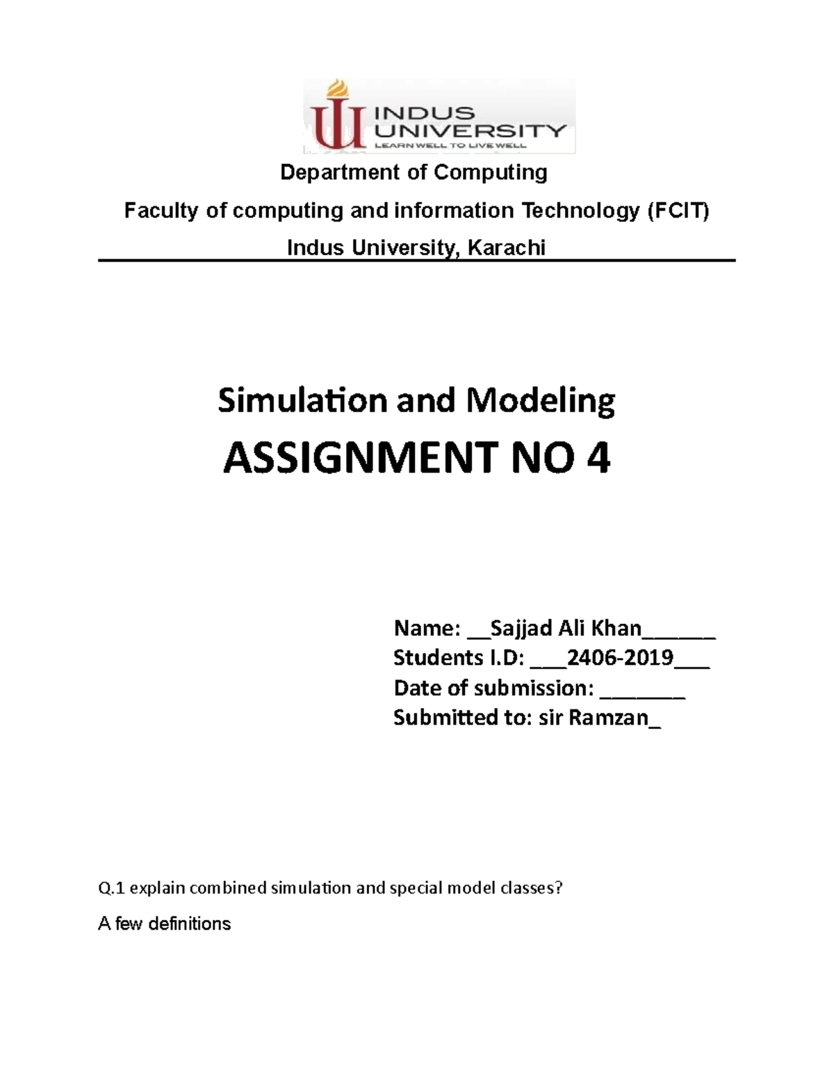 simulation and model - Department of Computing Faculty of computing and ...