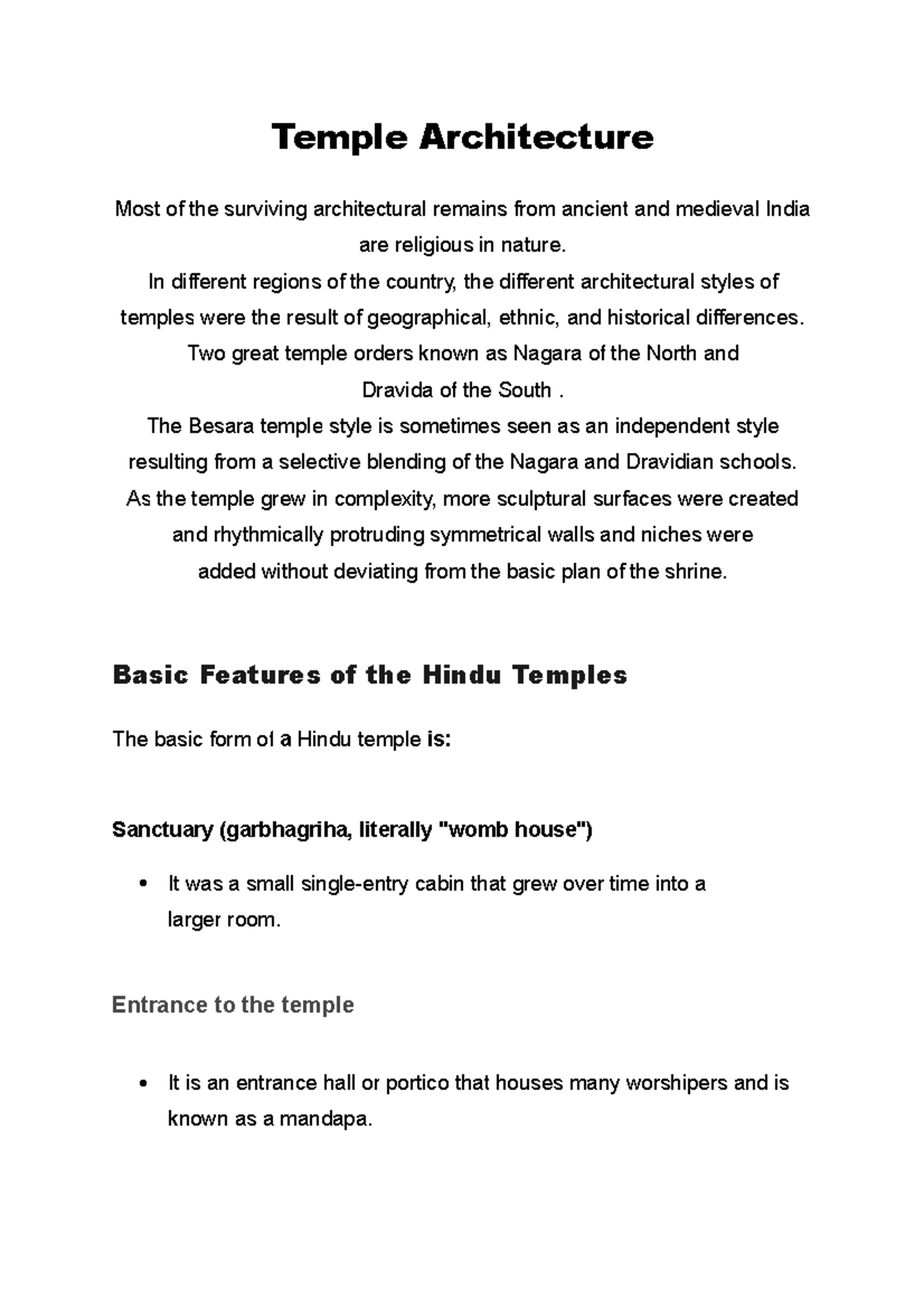 Temple Architecture - Temple Architecture Most of the surviving ...