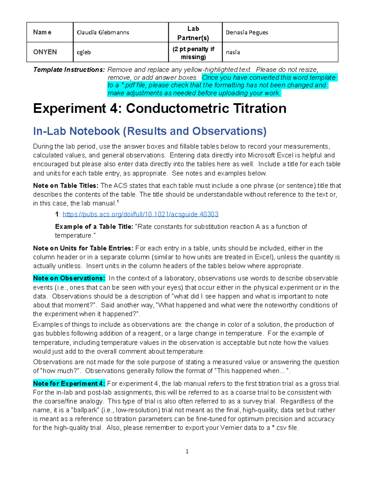 Expt 4 in-lab v1 - experiment 4 in-lab - Name Claudia Giebmanns Lab ...