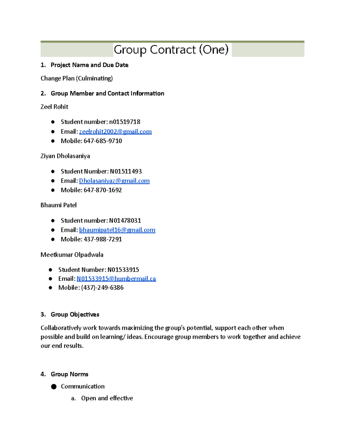 Group Contract - Encourage group members to work together and achieve ...