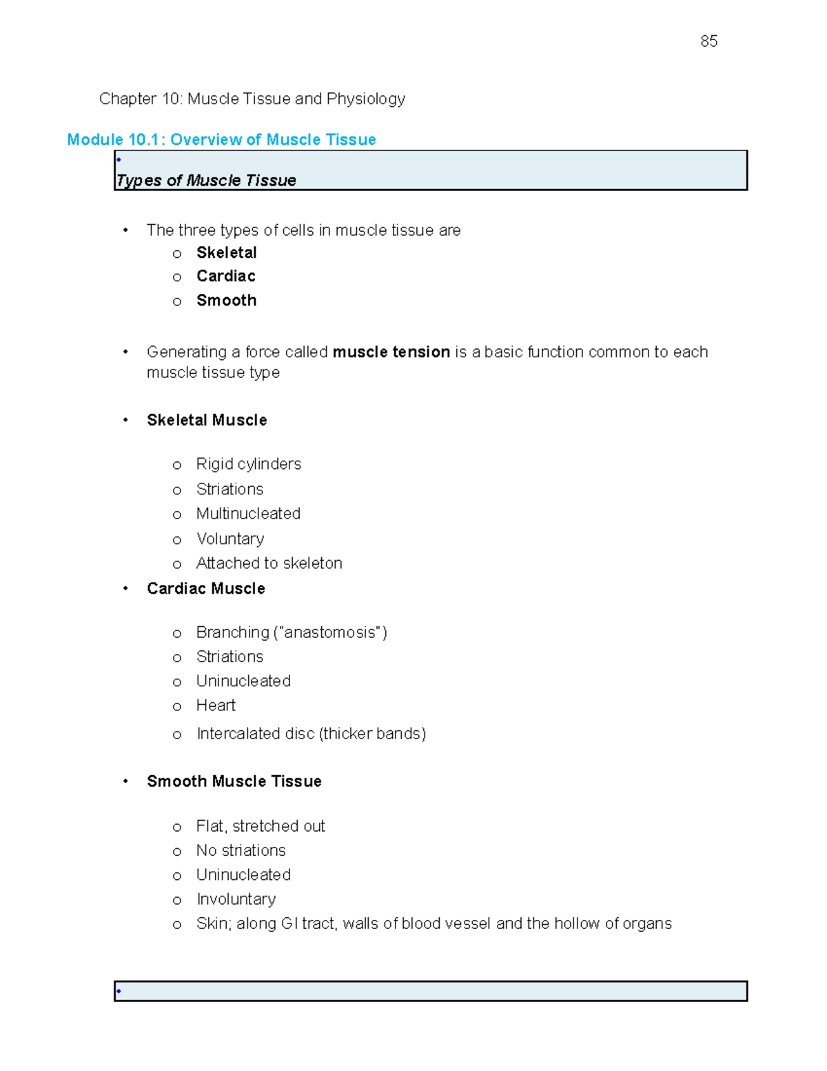 Ch 9 +10 Muscular System notes - Chapter 10: Muscle Tissue and ...