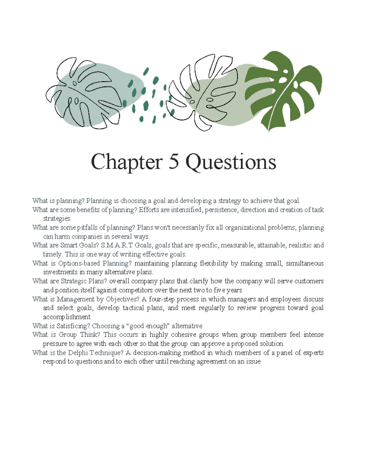 Annotated-BUSM%20CH5%20Questions - Chapter 5 Questions What is planning ...