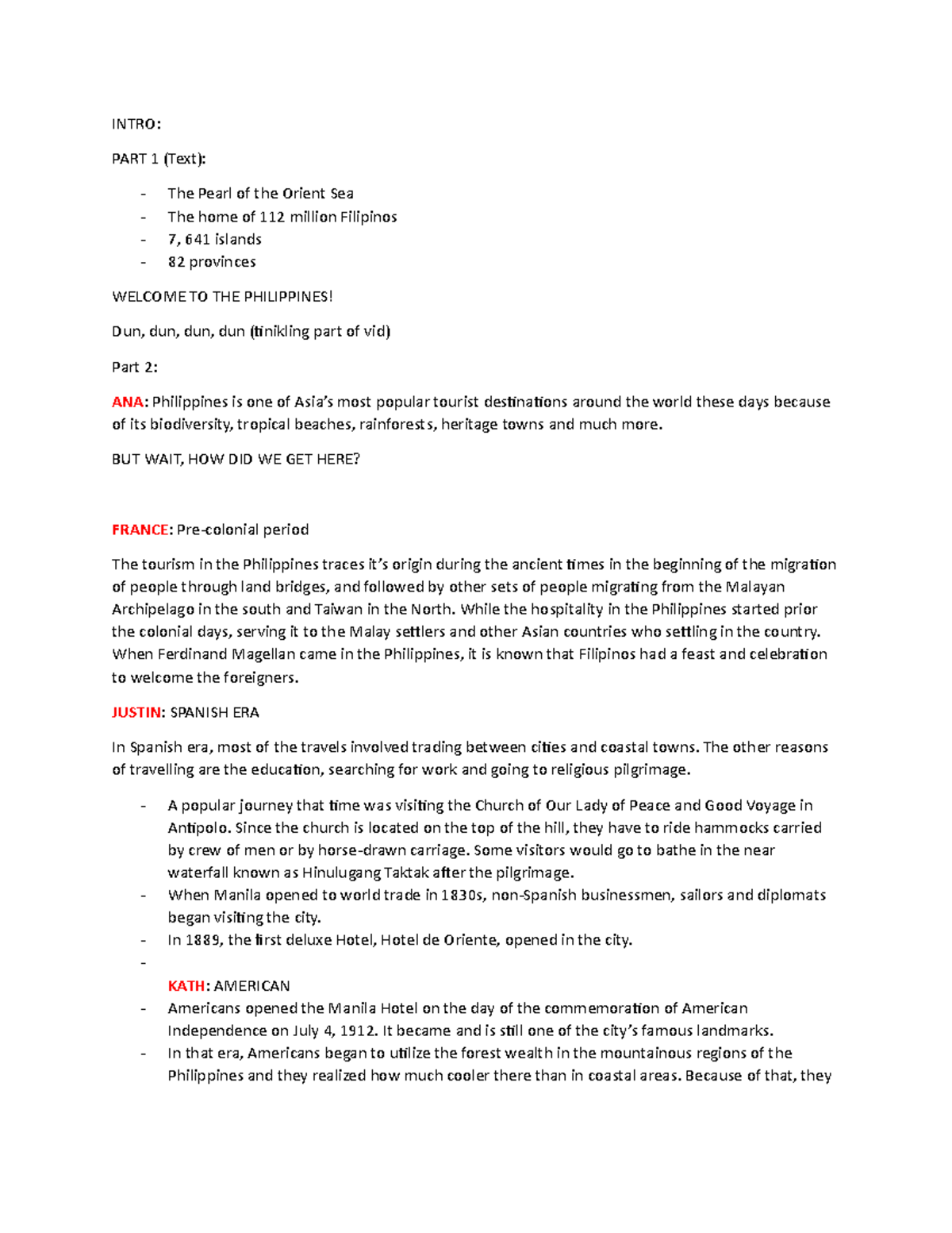 MPTH- Group- Script - MAcropresective of tourism, Philippines ...