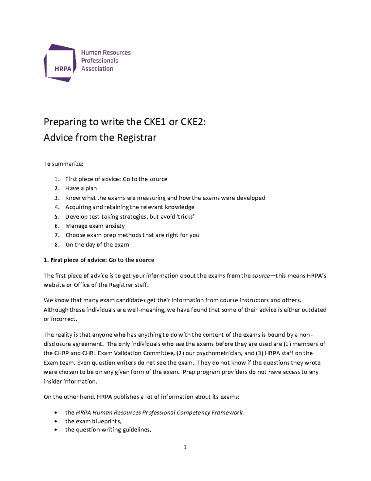Preparing to write the write the CKE1 or CKE2 Advice from the Registrar ...