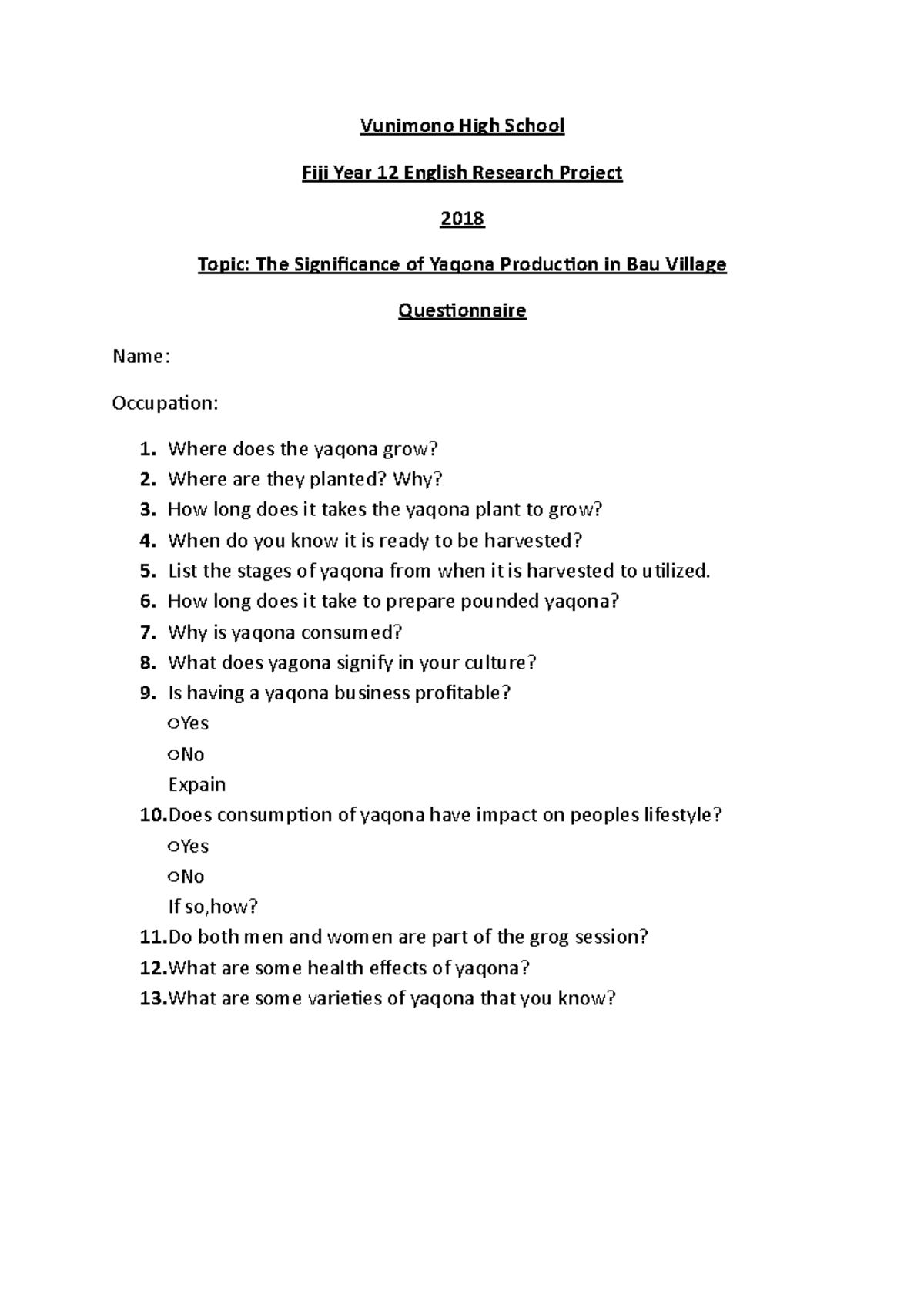 .eng project 2018 - material to study - Vunimono High School Fiji Year ...