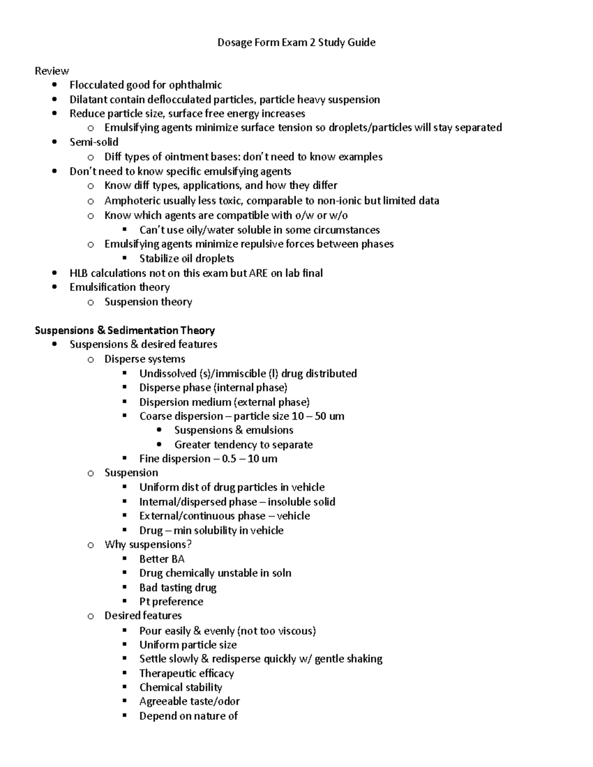 Dosage Form Exam 2 Study Guide - Dosage Form Exam 2 Study Guide Review ...