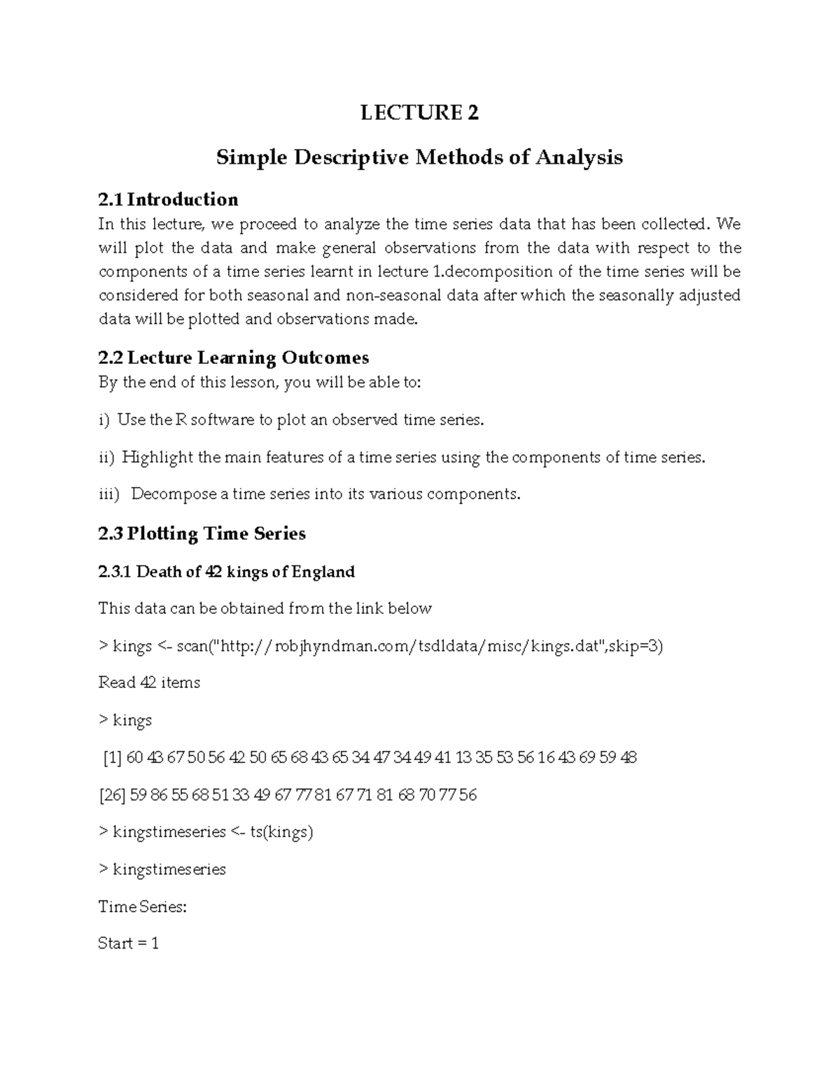 Sta 223 Lecture 2 Notes Simple Descriptive Methods Of Analysis 1