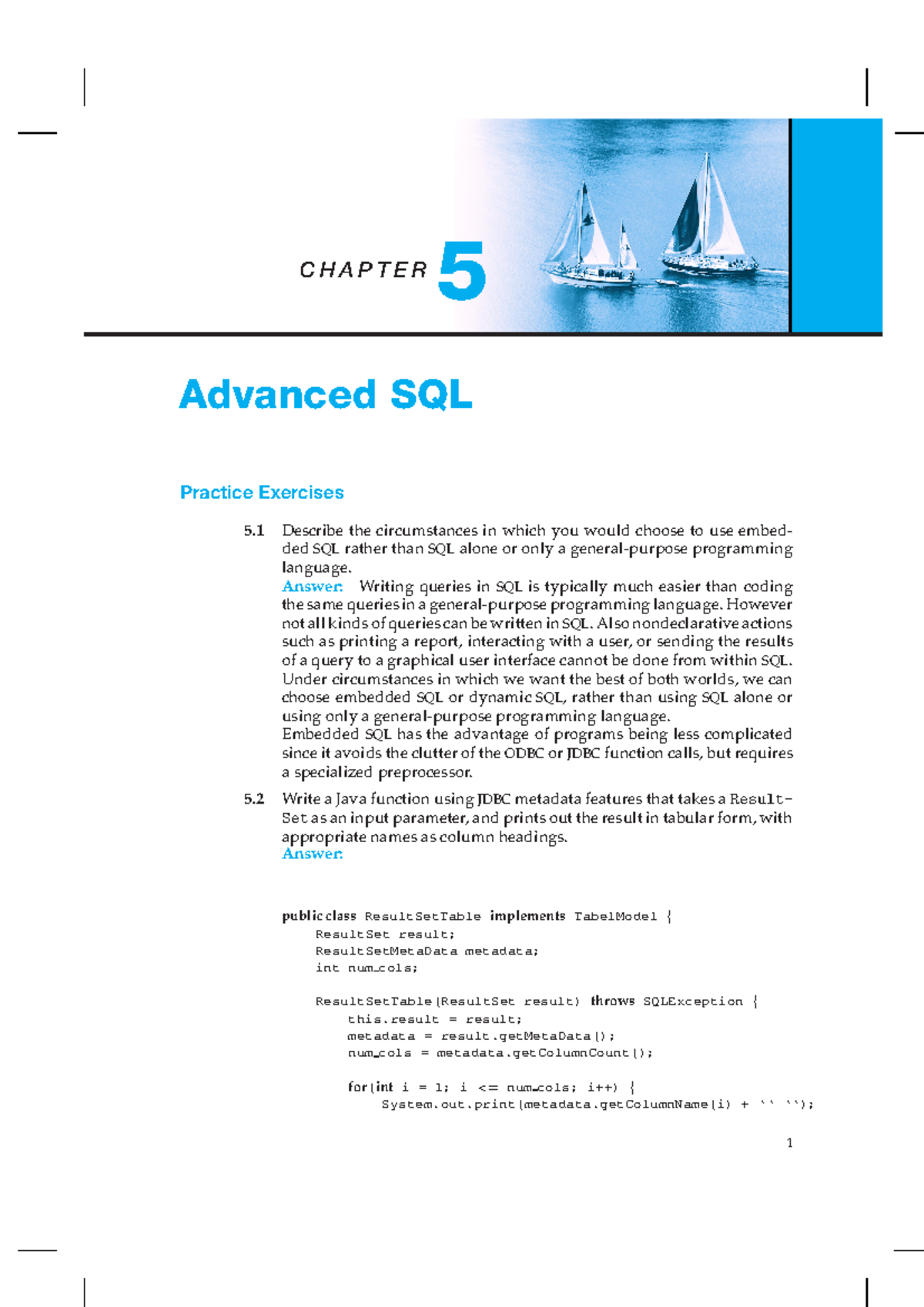 5s - chapter 5 solution DBMS - C H A P T E R 5 Advanced SQL Practice Exercises 5 Describe the ...