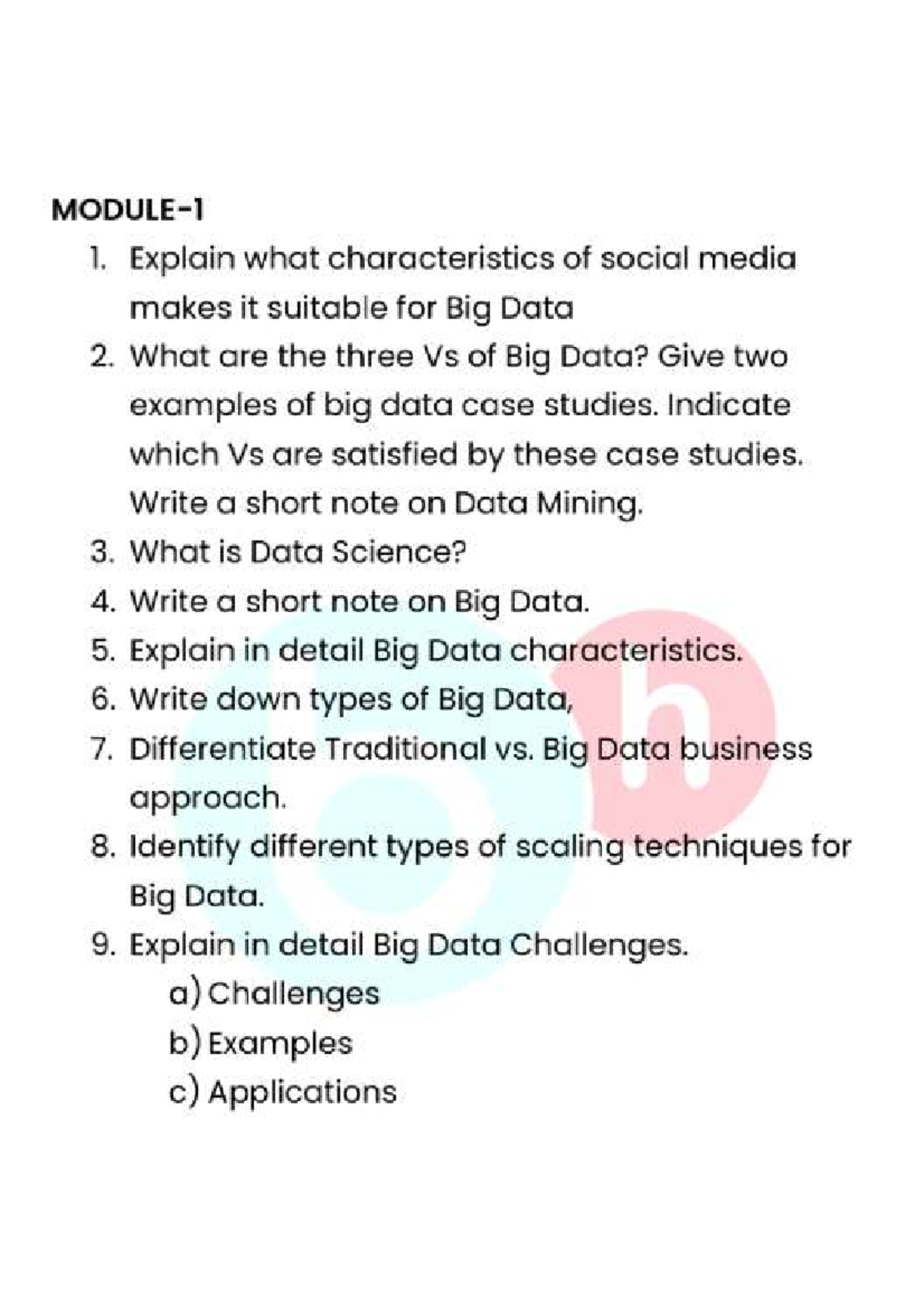 BH QB - Big Data Analytics - Studocu