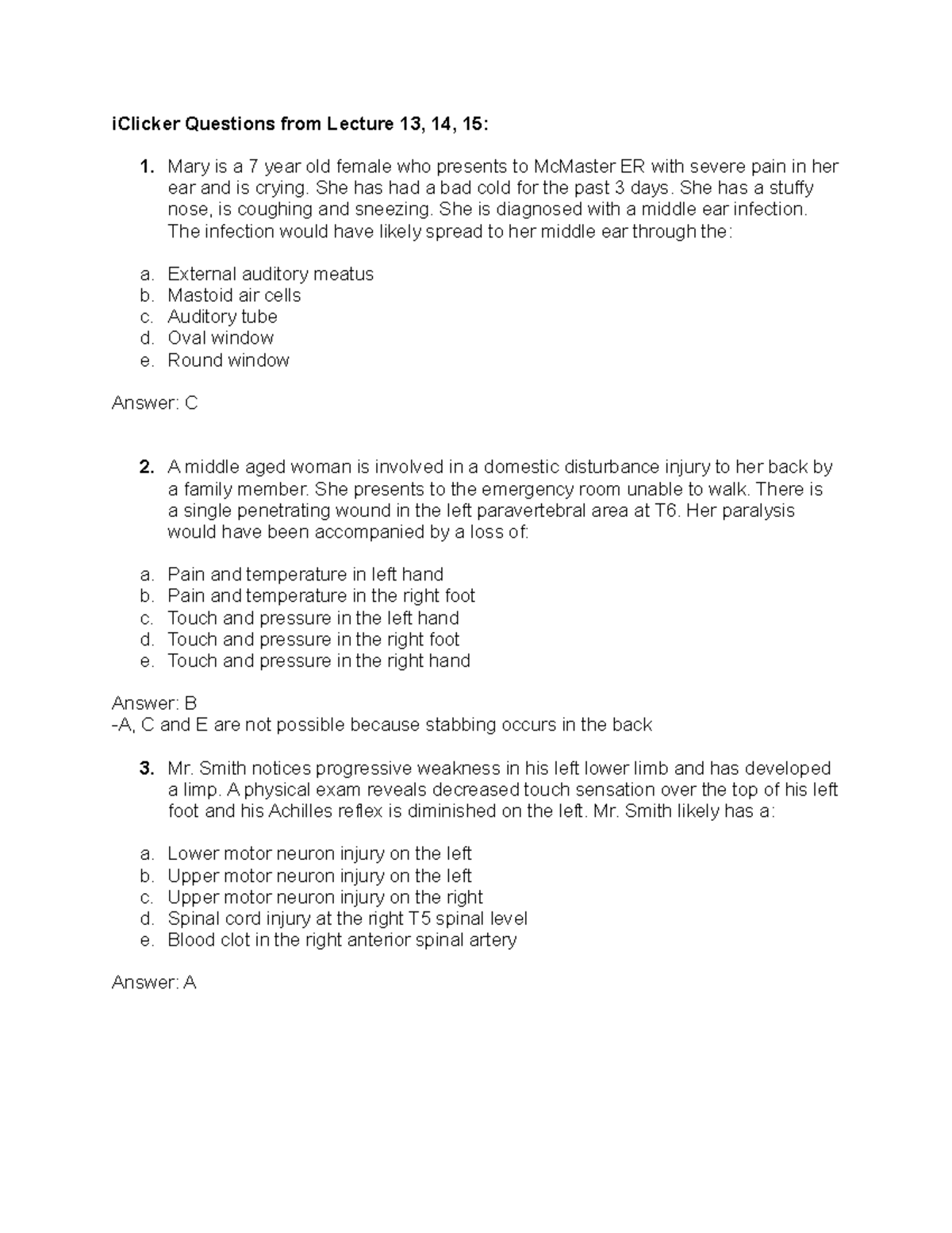 I Clicker Qs from Lecture 13, 14, 15 - iClicker Questions from Lecture ...
