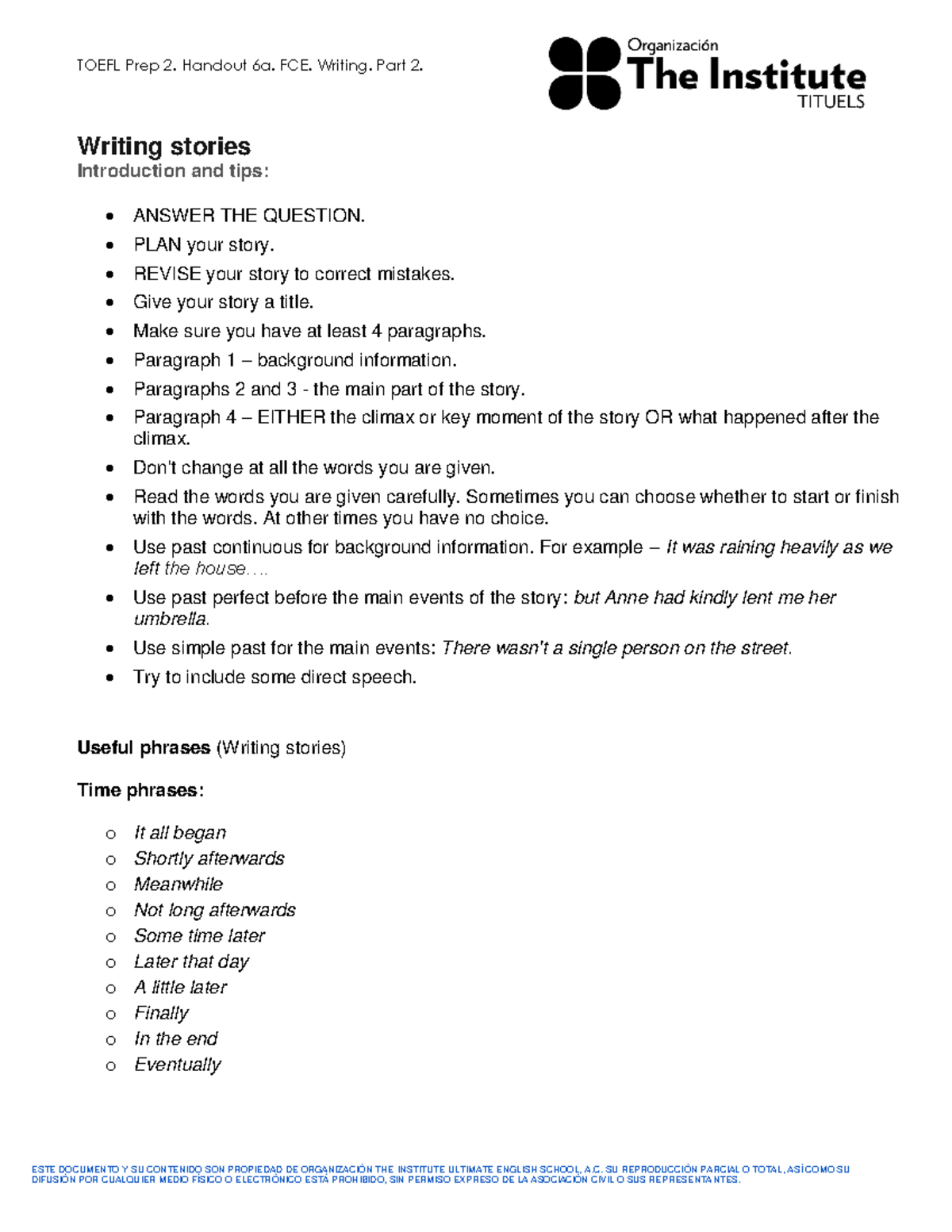 6a FCE Writing Part 2 - practice - TOEFL Prep 2. Handout 6a. FCE ...