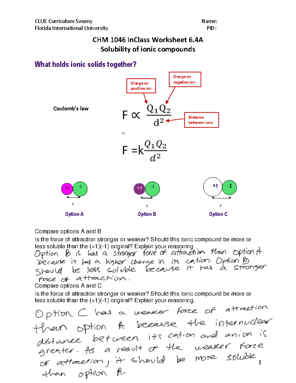 Worksheet+6 - Worksheet 6.4 for chemistry - Florida International ...