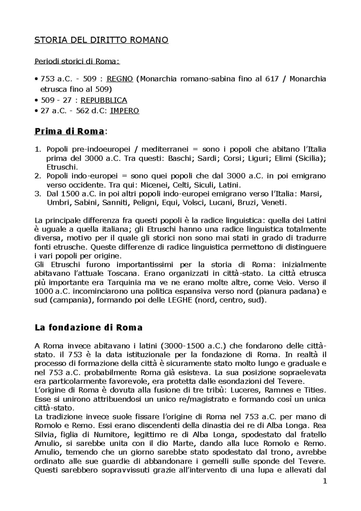 Storia del diritto romano-parte generale - STORIA DEL DIRITTO ROMANO ...