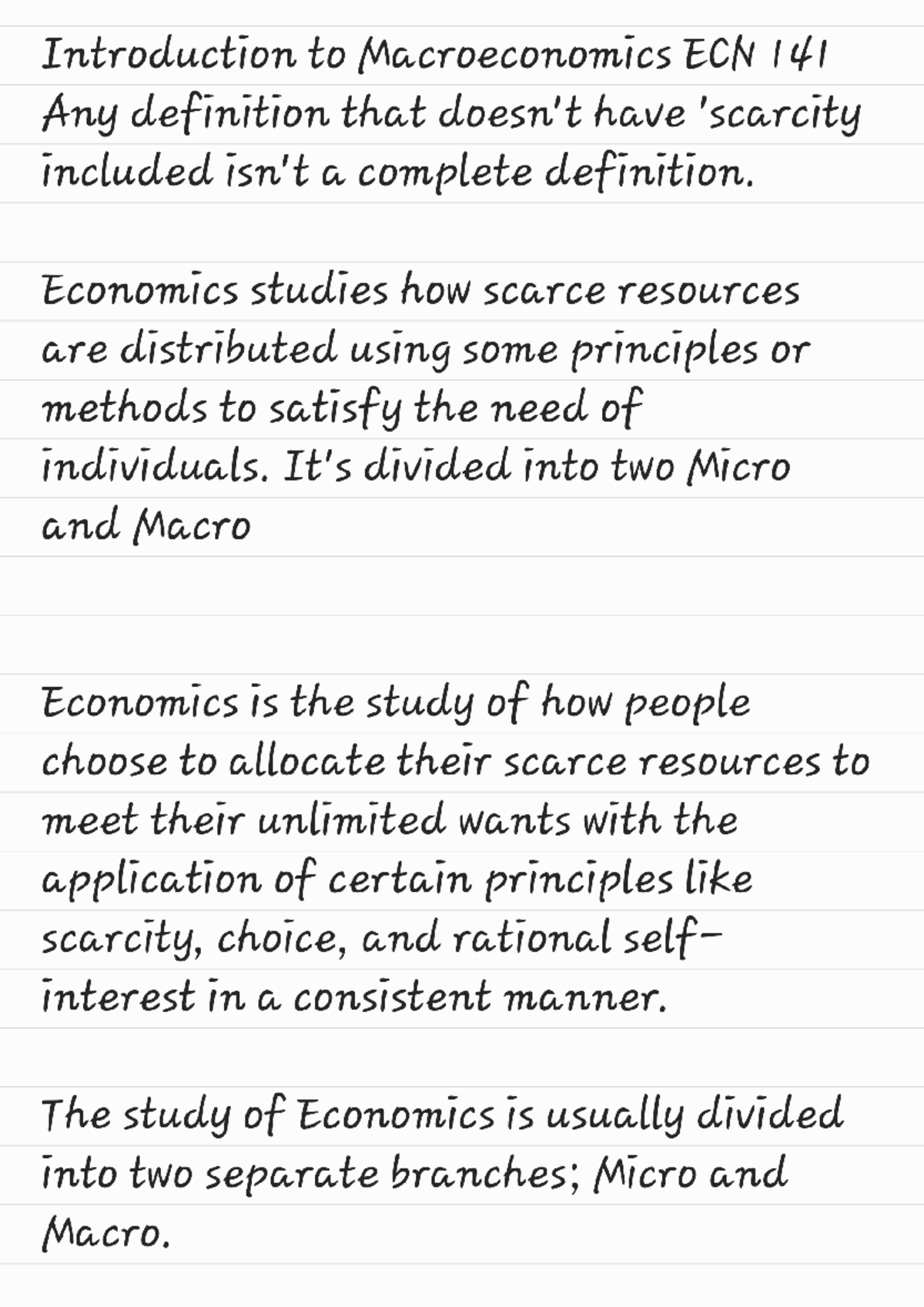 ECN 141- Macroeconomics 240506 182105 - Introduction to microeconomics ...