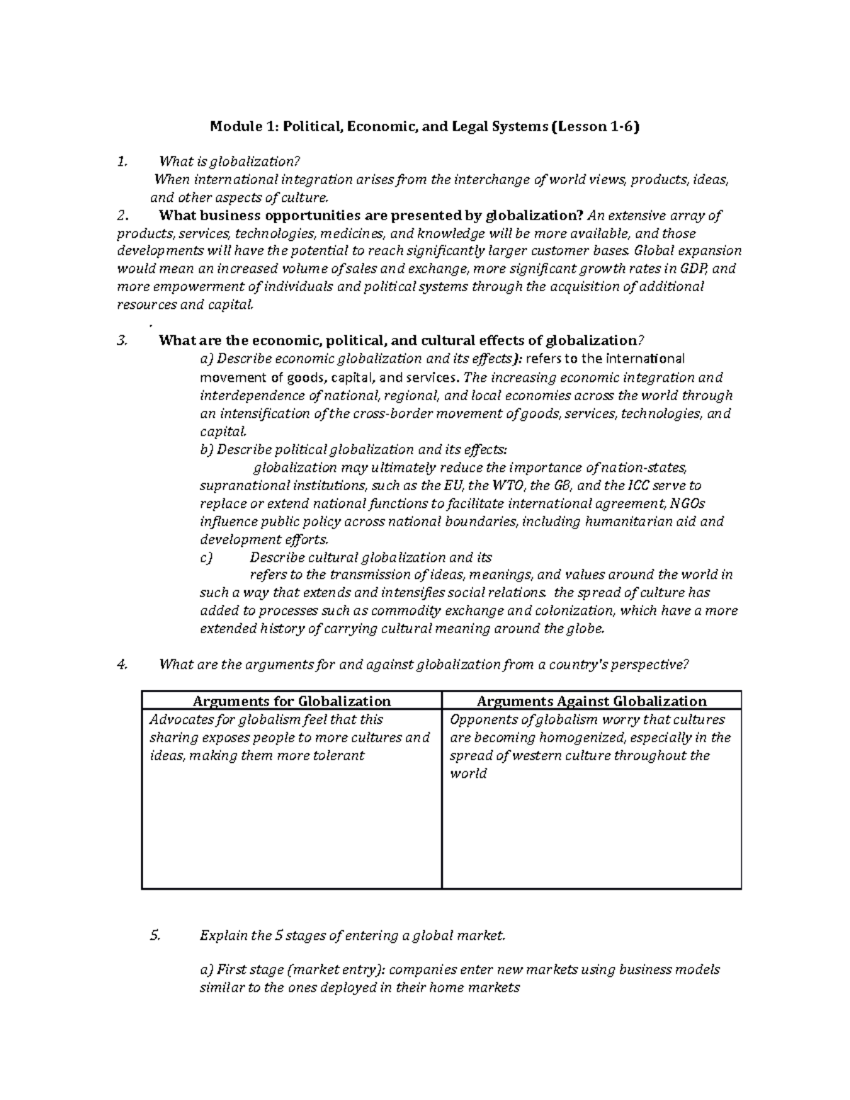 Module 1 Enhanced Study Guide - Module 1: Political, Economic, and ...
