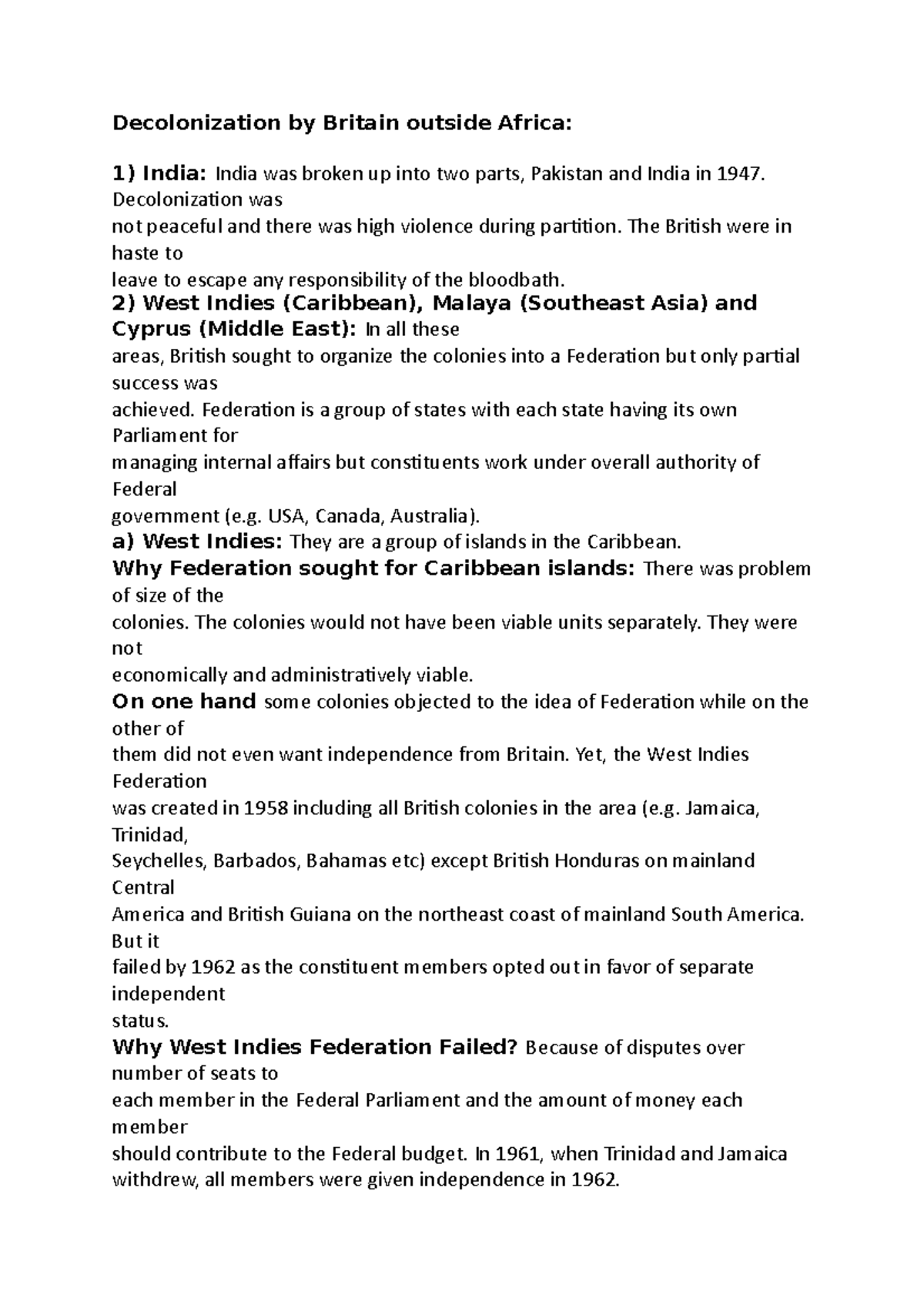 Decolonization by Britain, Dutch outside Africa - Decolonization by ...