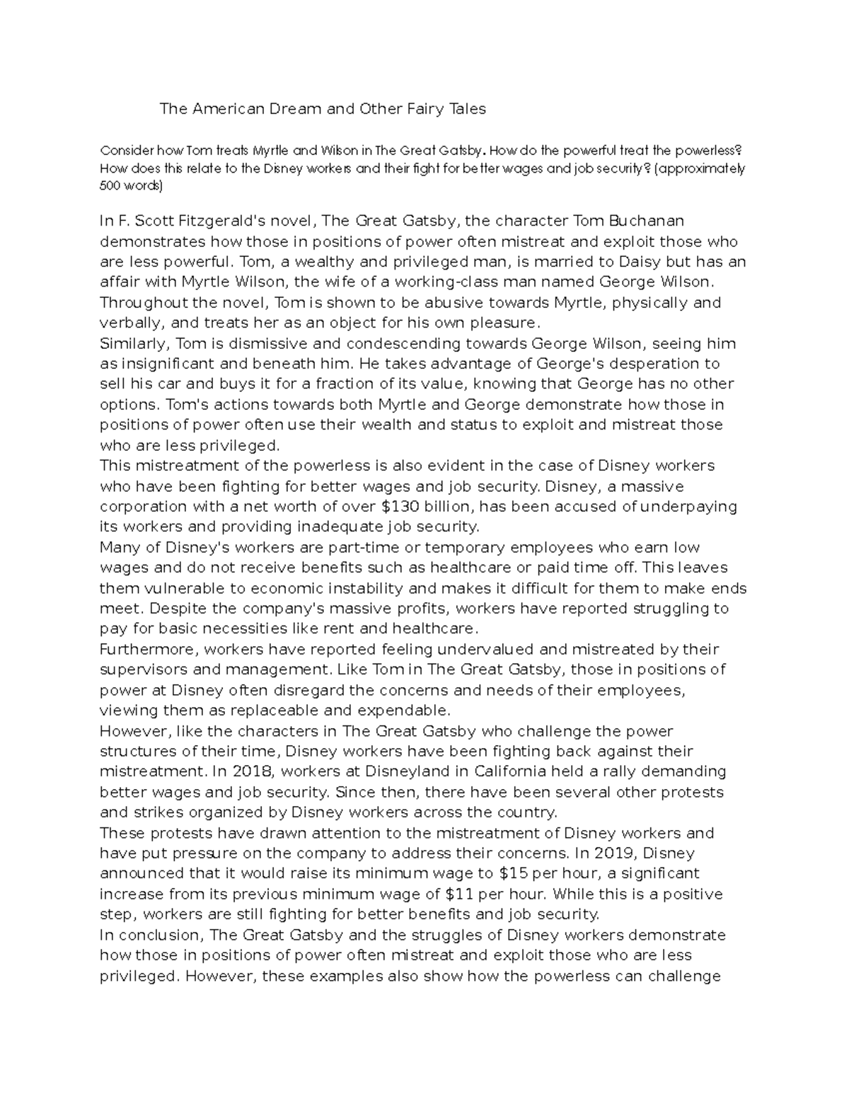 The American Dream and Other Fairy Tales and Gatsby Comparison - The ...