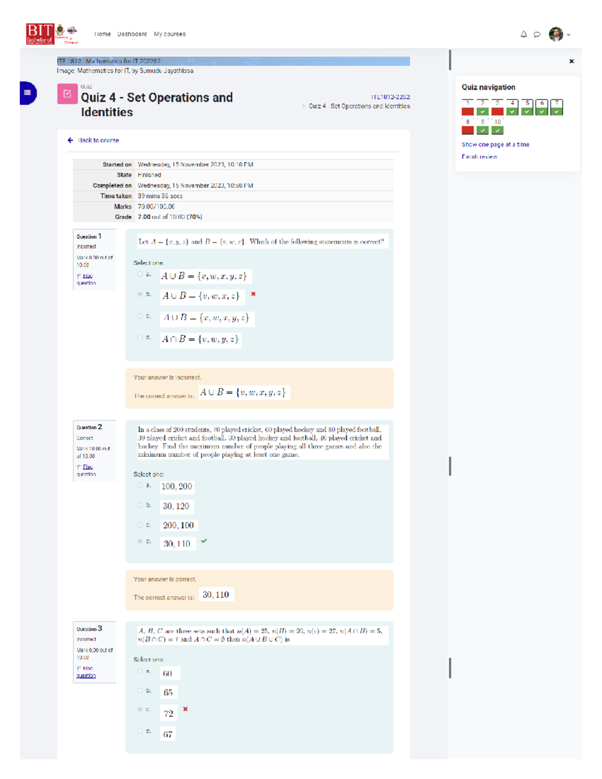 Quiz4 Maths - Summery - Bachelor of Information Technology - Studocu