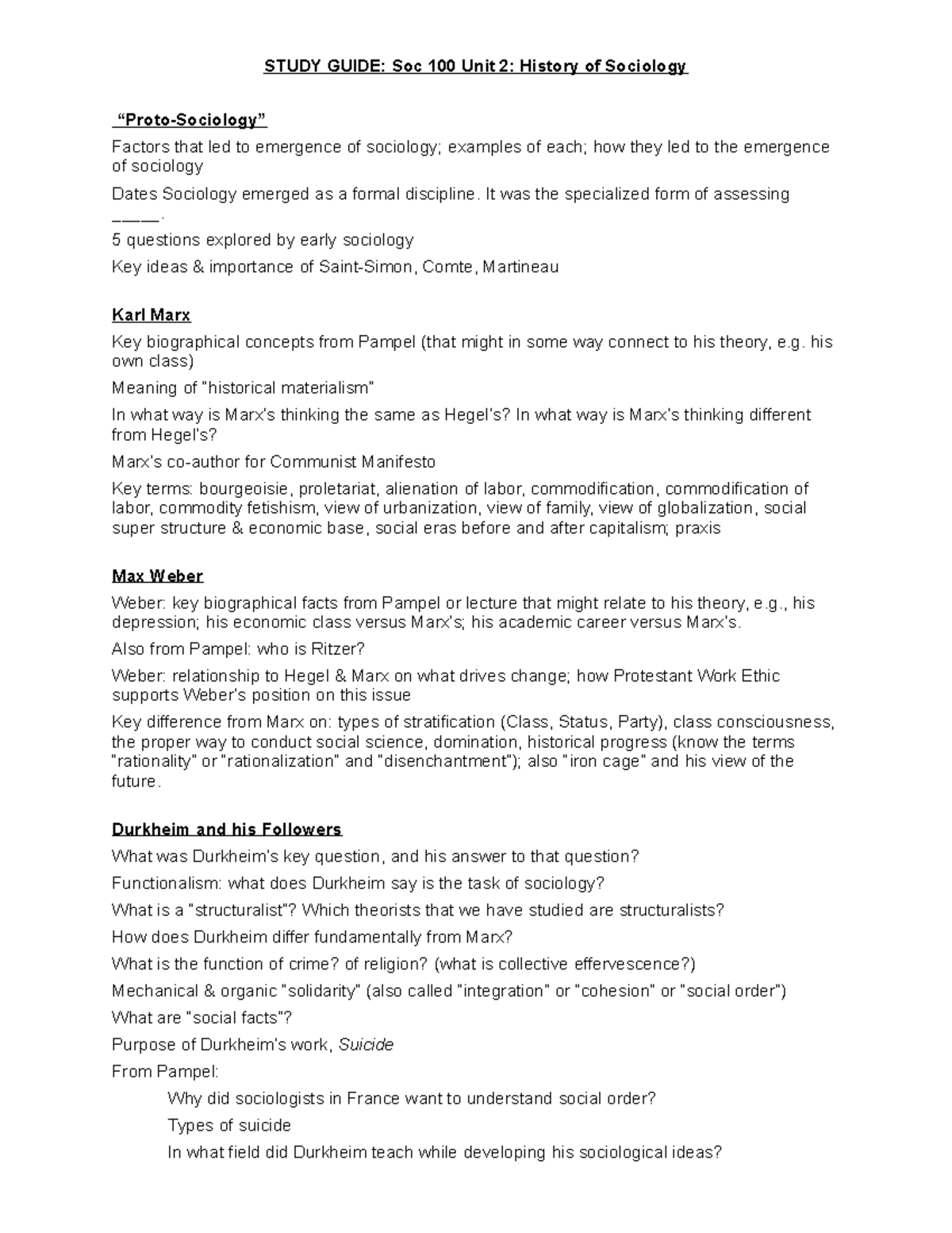 Study-Unit2(History) - STUDY GUIDE: Soc 100 Unit 2: History of ...