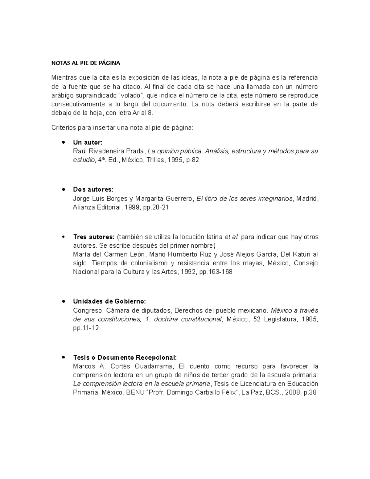 Notas al pie - Apuntes 1 - NOTAS AL PIE DE Mientras que la cita es la ...