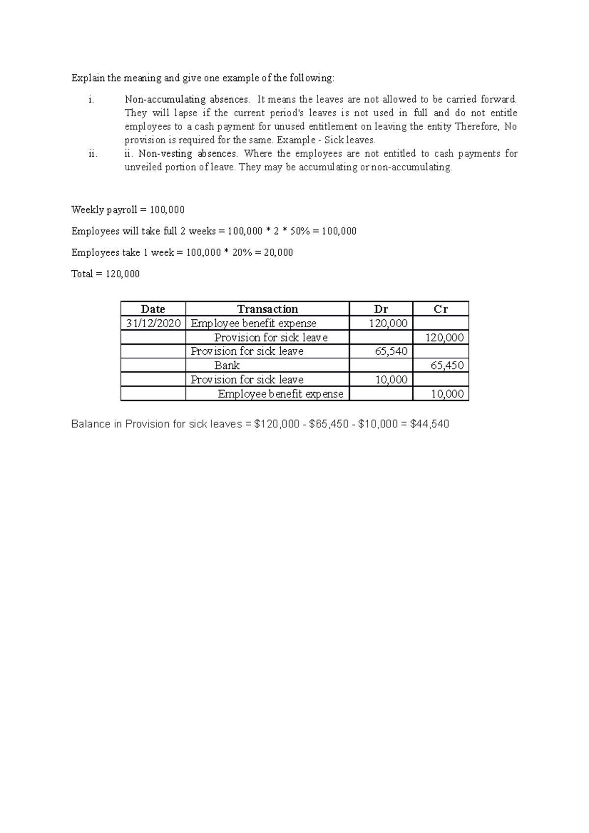 Provision - tut 1q - Explain the meaning and give one example of the ...