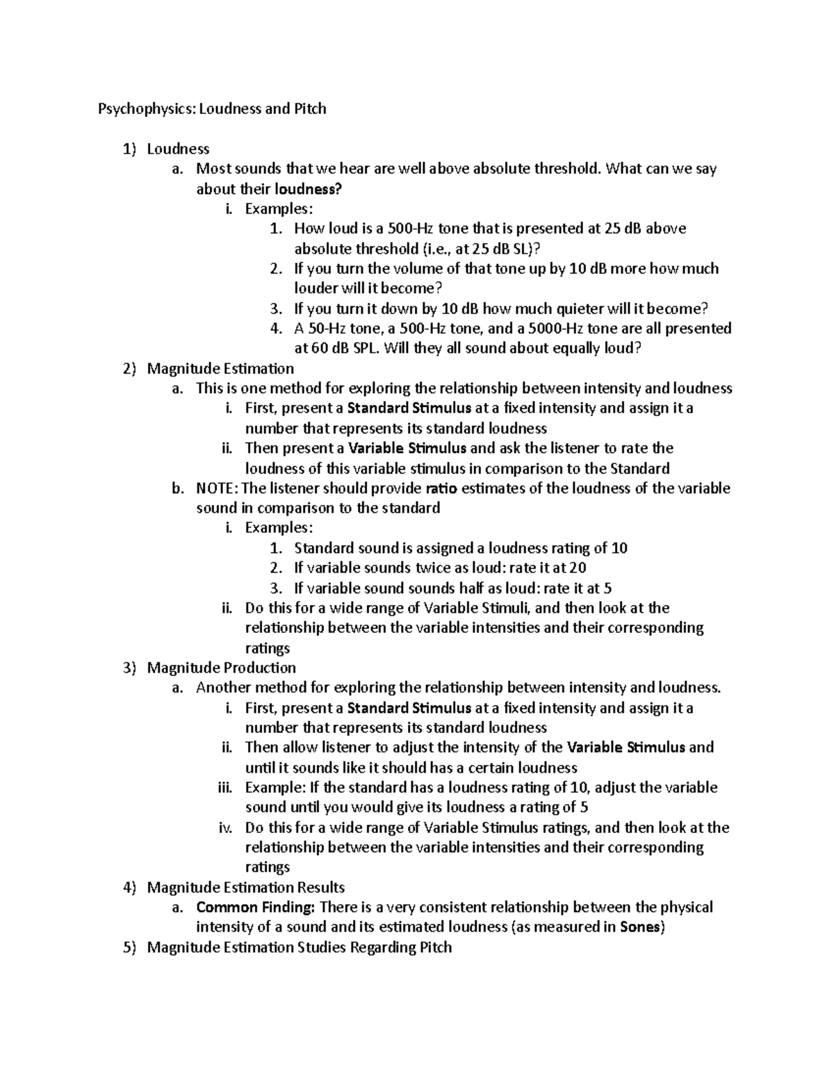 Psychophysics- Loudness and Pitch - Psychophysics: Loudness and Pitch ...