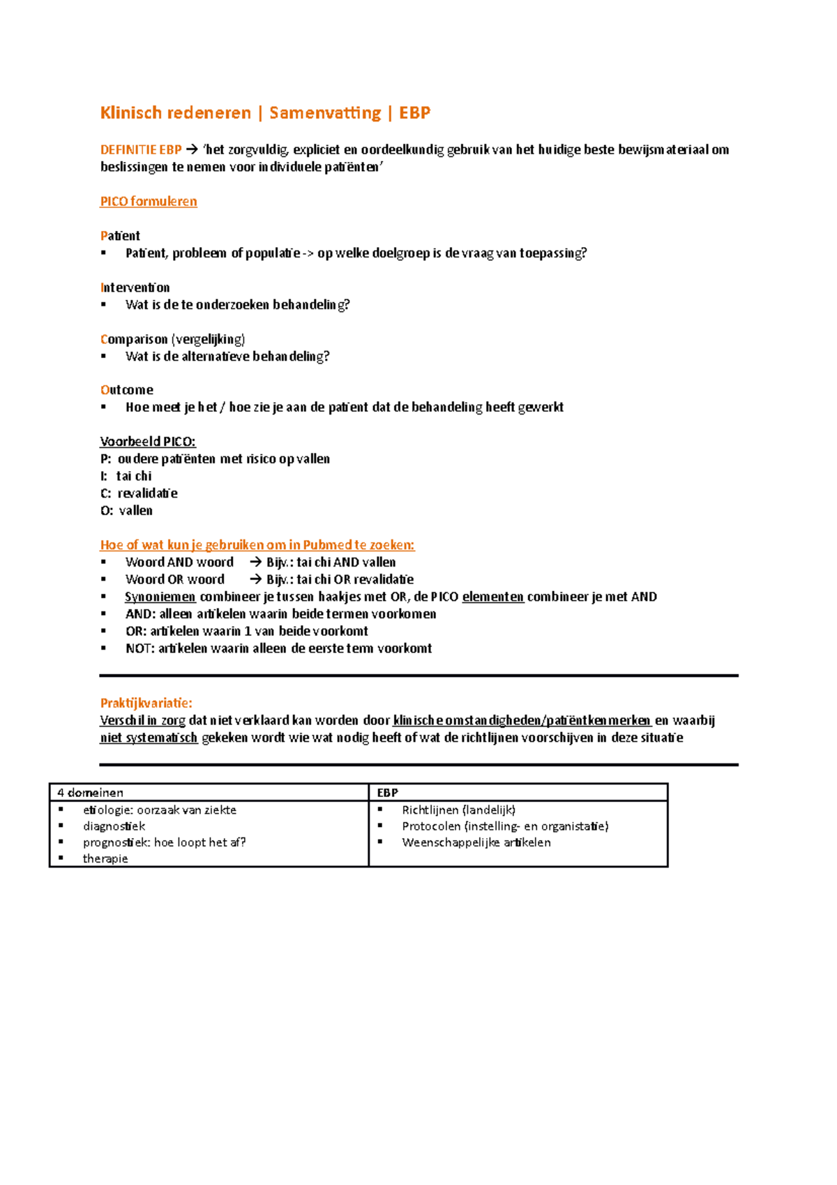 Klinisch Redeneren 1.1B EPB en Therapeutisch en prognostisch redeneren ...