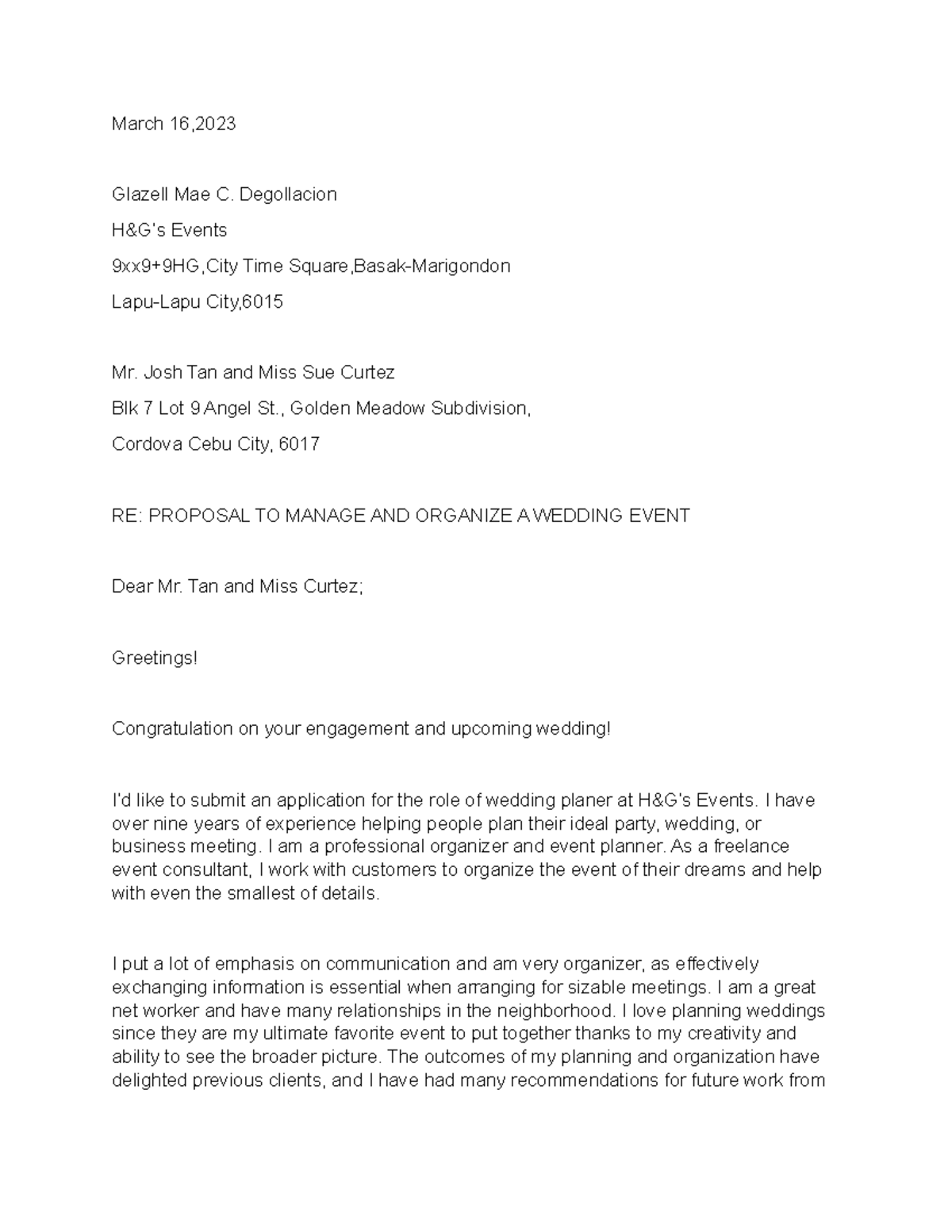 Letter of Intent^L - Maka tabang ni nnyu - March 16, Glazell Mae C ...